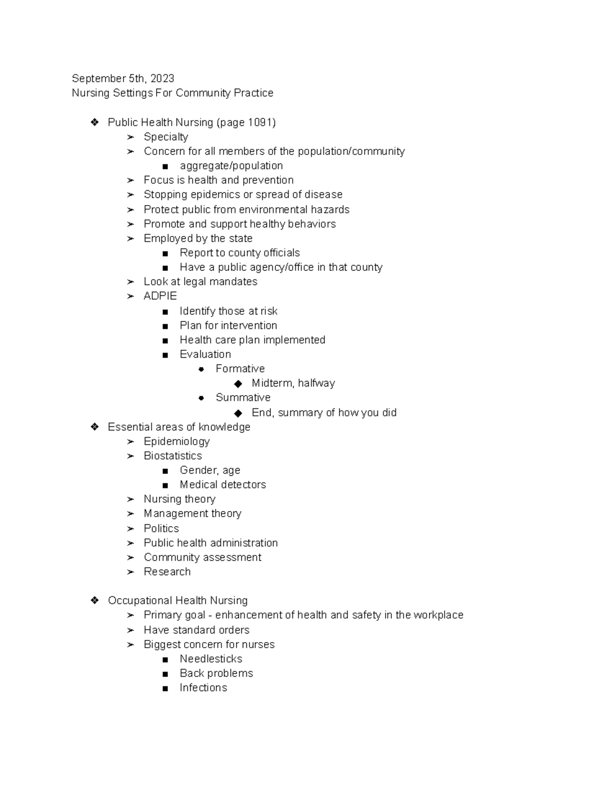 Settings In The Community - September 5th, 2023 Nursing Settings For ...