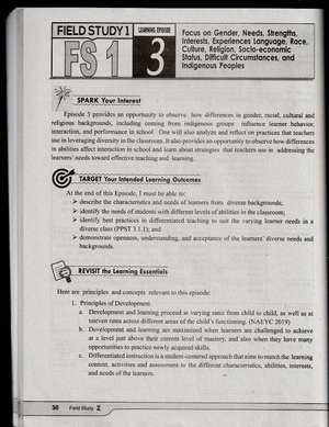 Field Study 01, Episode 04 - FIELD STUDY1 LEARNING EPISODE Learner ...