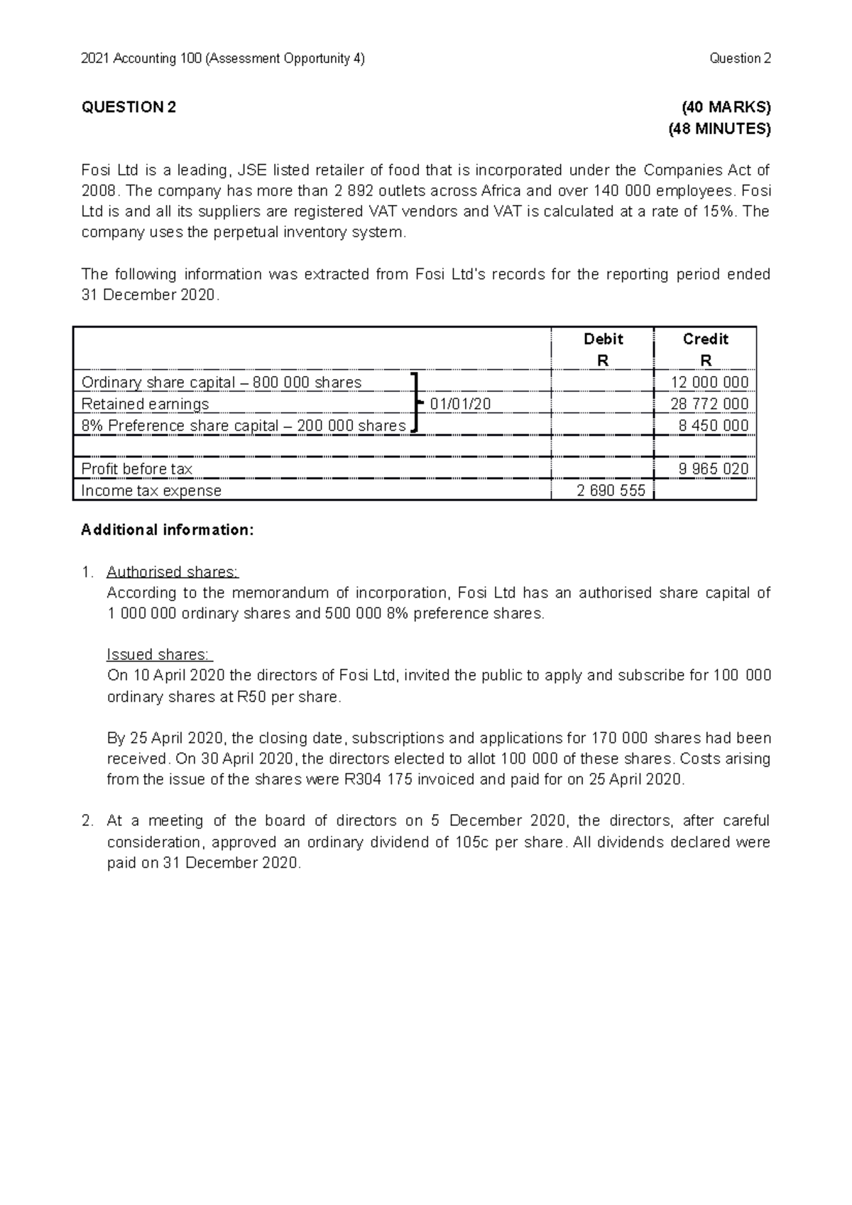 2023 Chapter 15 Class Question[ACC 100] - 2021 Accounting 100 ...