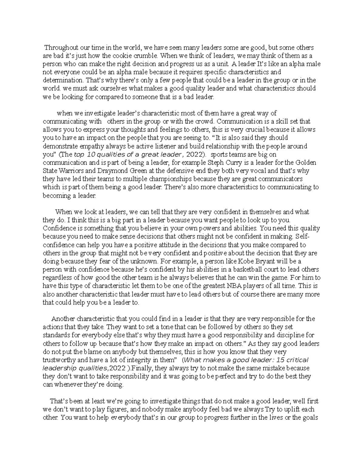 Not Apa - It's a rough drafts - Throughout our time in the world, we ...