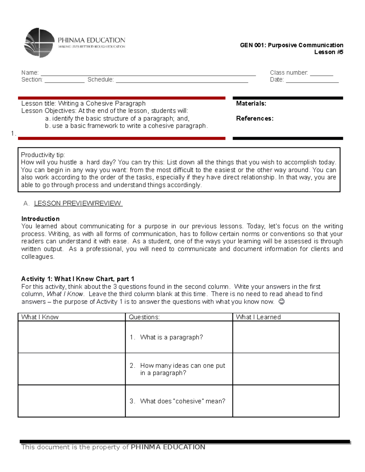 SAS-DAY6 GEN001 Lesson 5 - Lesson Name: - Studocu