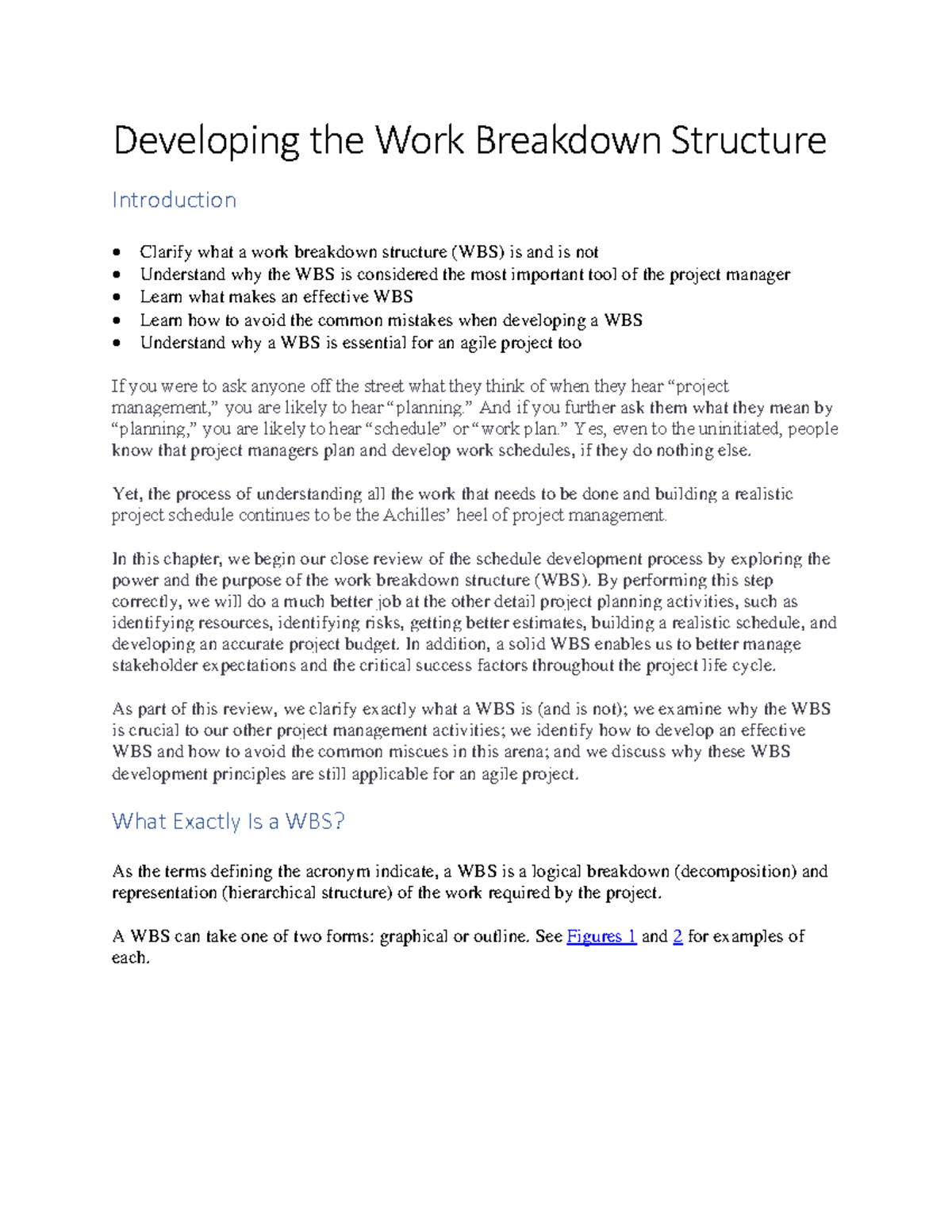 Developing a Work Breakdown Structure - BA512 - Studocu