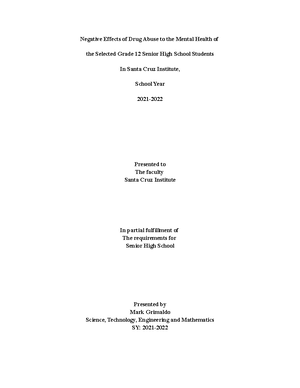 PRACTICAL RESEARCH 1 EXAMPLE FOR STUDENTS - CHAPTER 1 THE PROBLEM AND ...