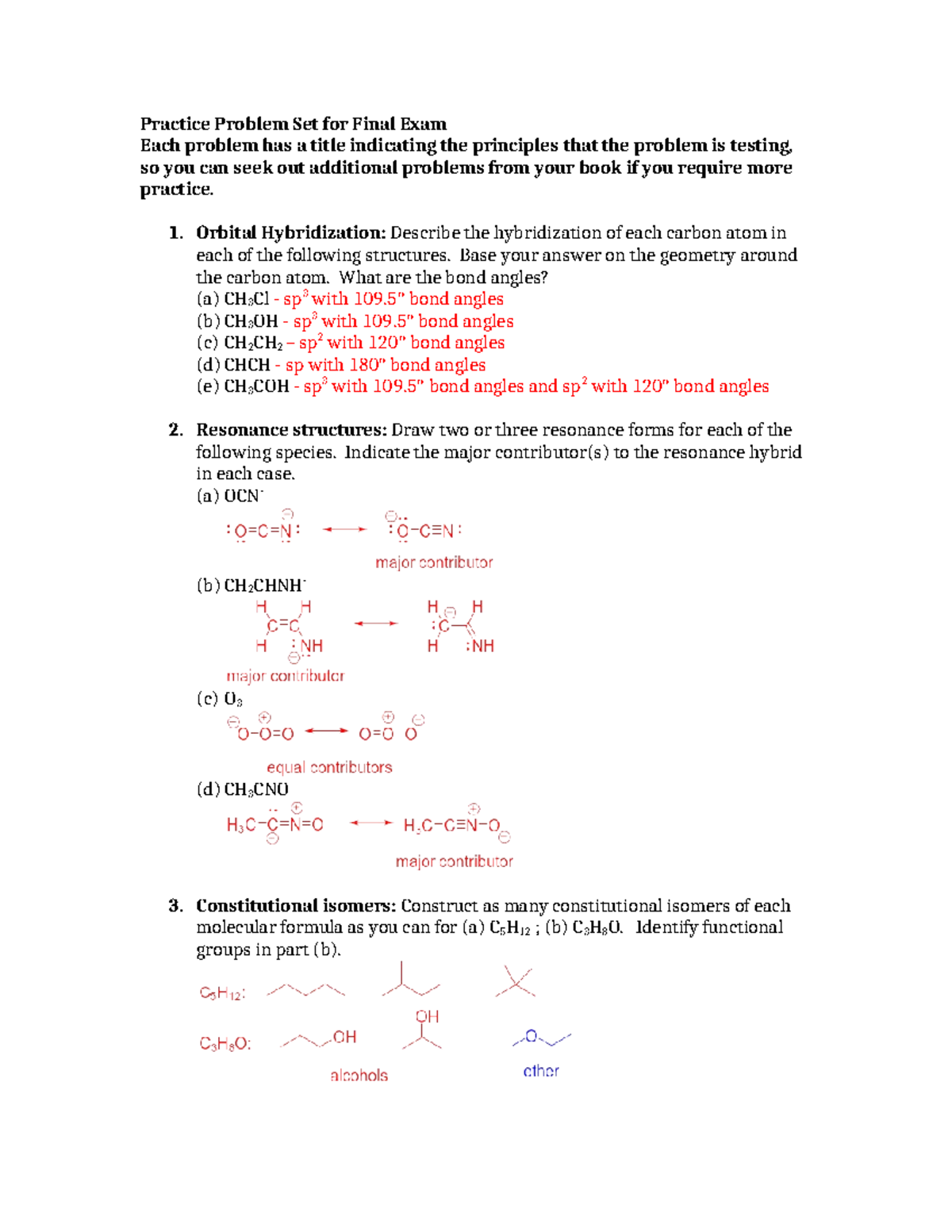 Practice Problem Set for Final Exam key - Practice Problem Set for Final Exam Each problem has a ...