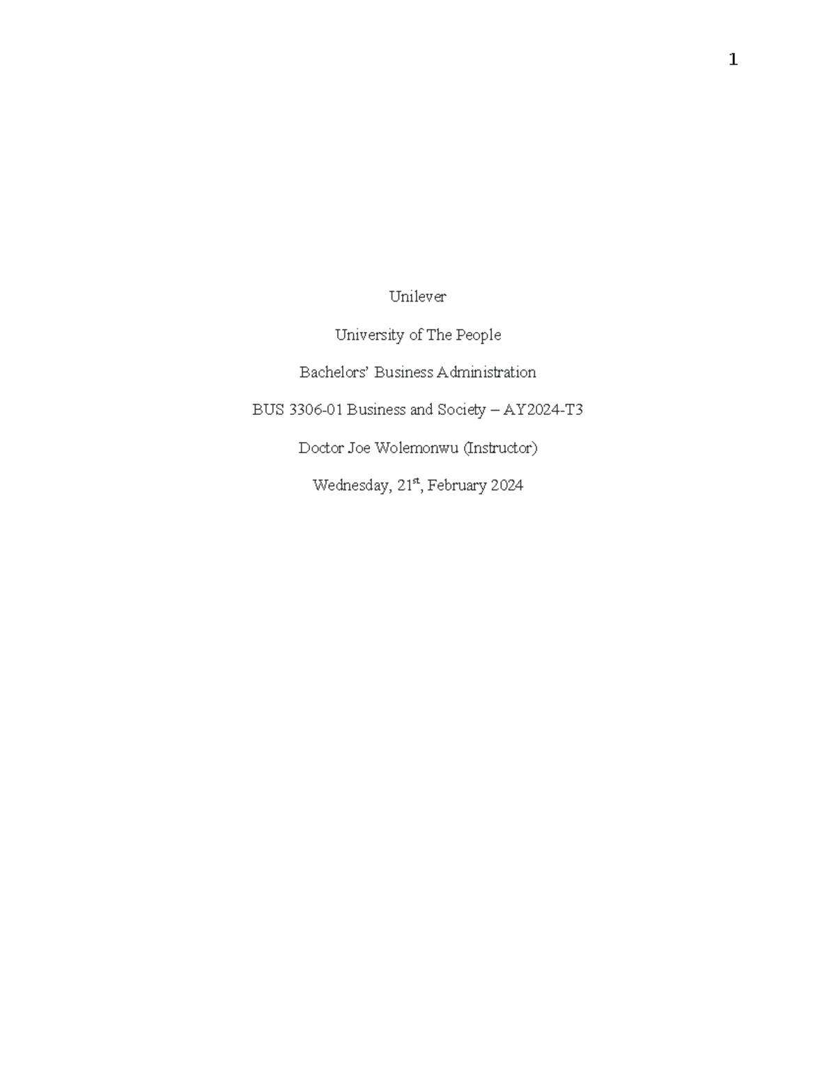 Unilever - Unilever University of The People Bachelors’ Business ...