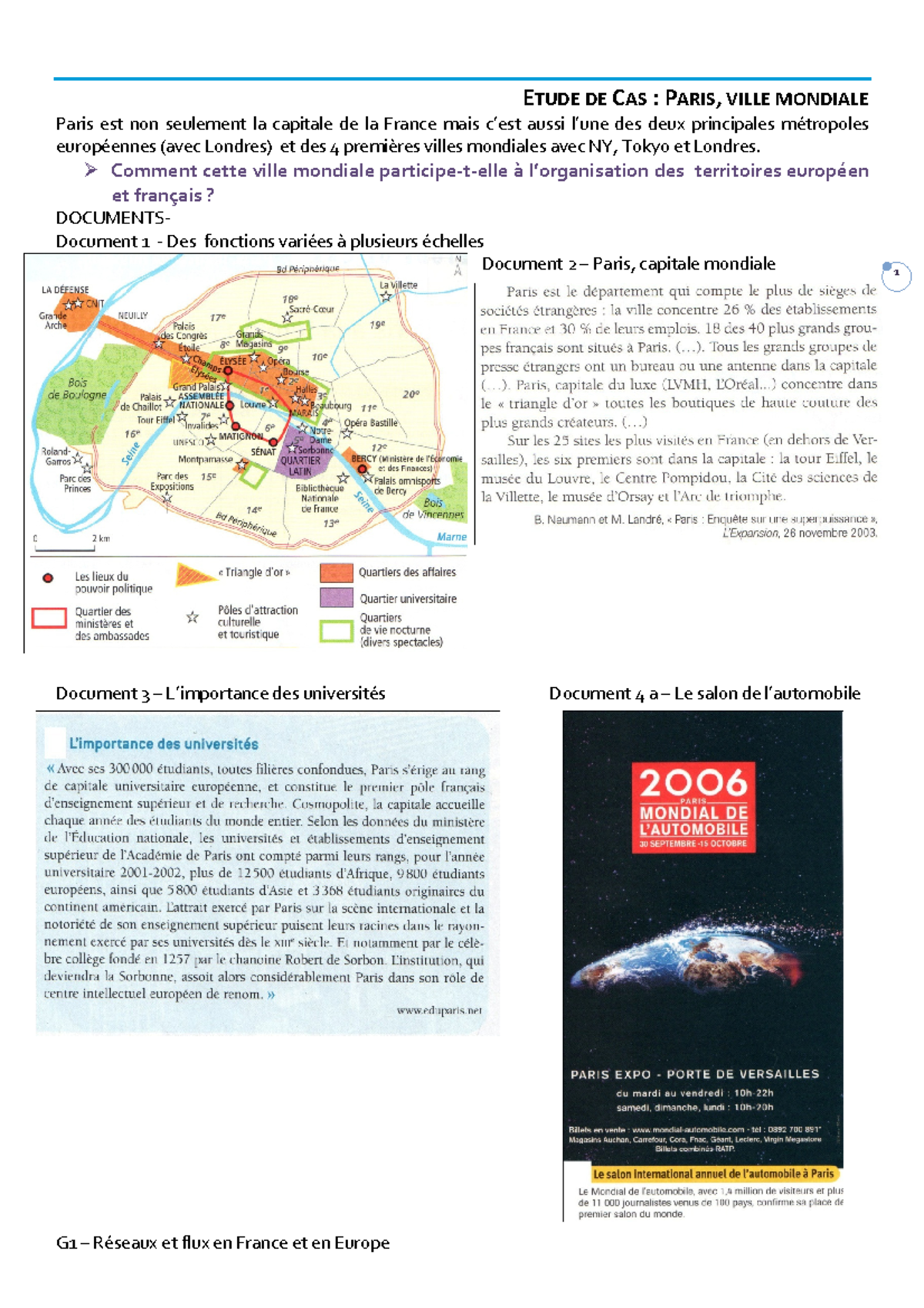 Paris Etude-de-Cas ville monde - 1 ETUDE DE CAS : PARIS, VILLE MONDIALE ...