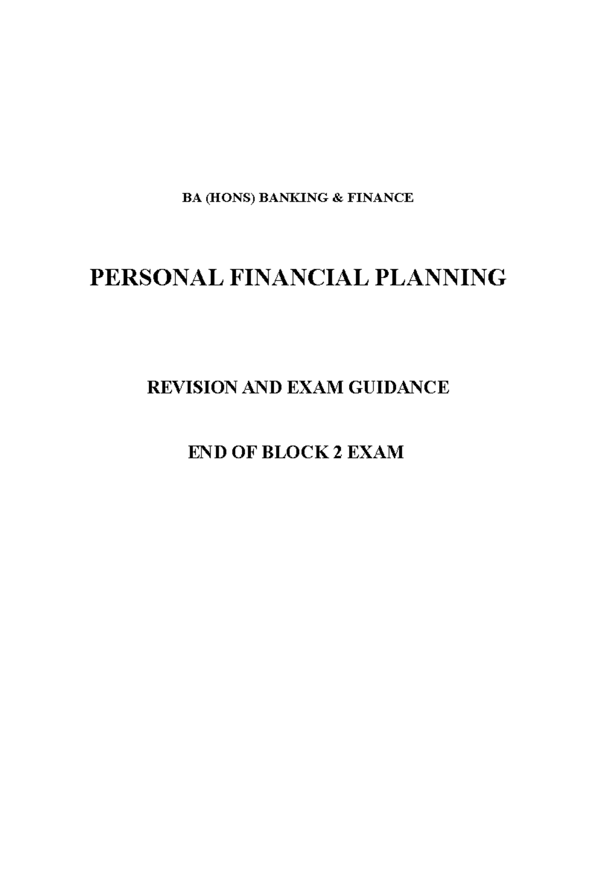 PFP Exam Guide Paper 2 Jan 2021 2 - BA (HONS) BANKING & FINANCE ...