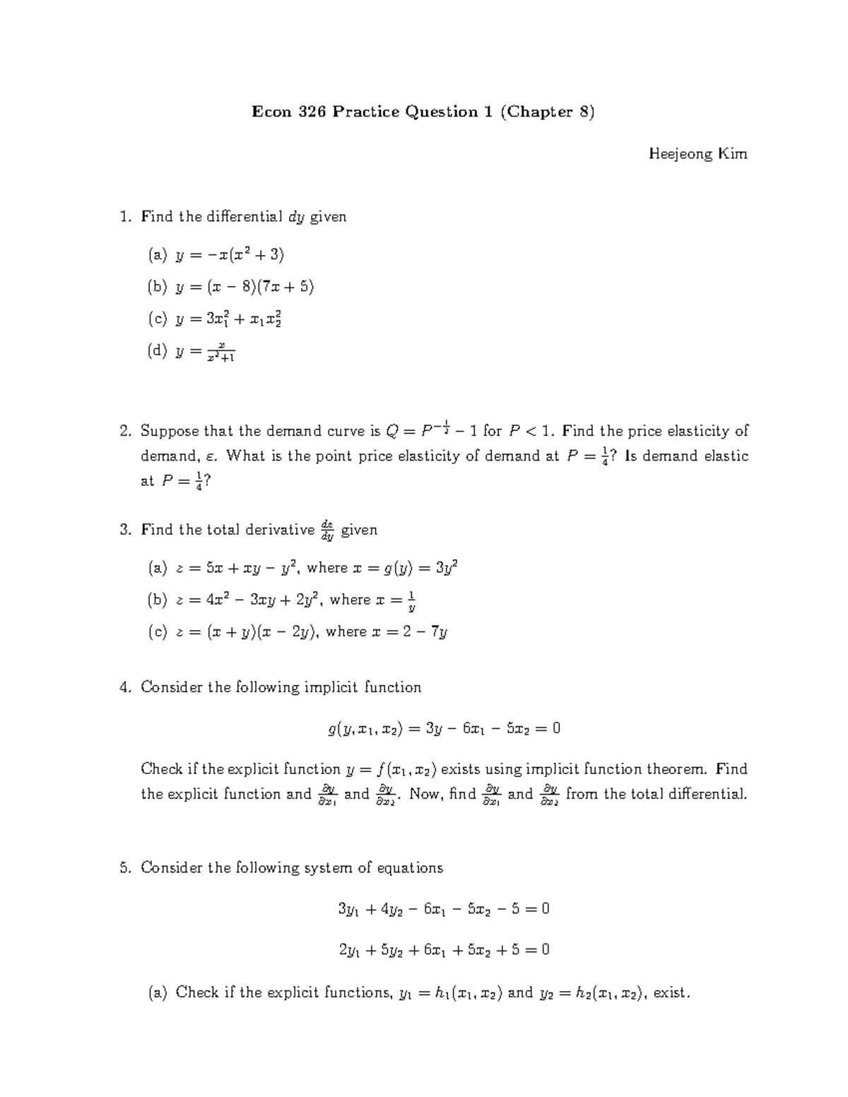 Practice Qs Merged - All the tutorial qs combined - Econ 326 Practice ...