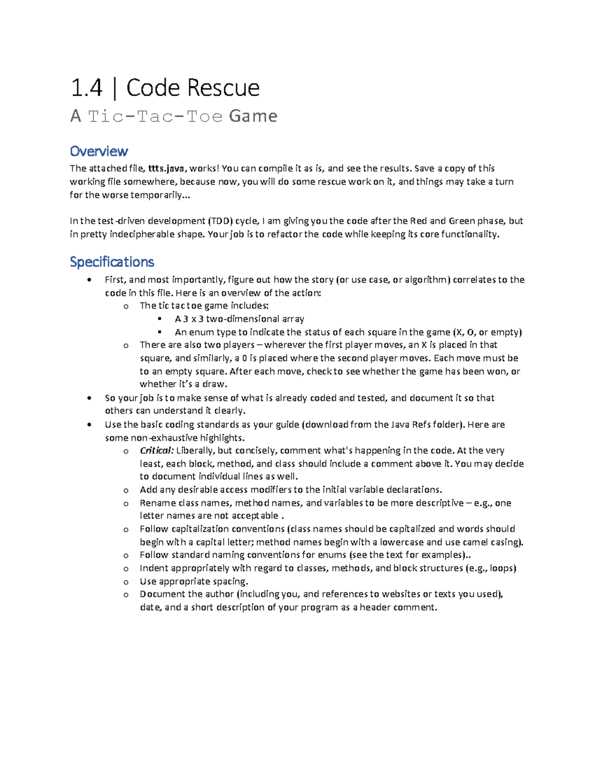 1.4 Code Rescue - Practice Problem for Java2 with Rita Maria - 1 | Code ...
