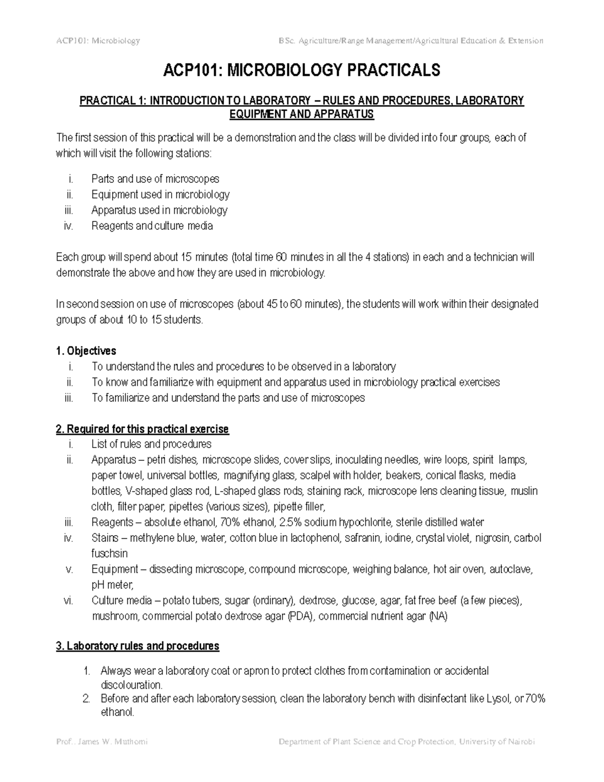 Acp101 microbiology practical exercises - ACP101: MICROBIOLOGY ...