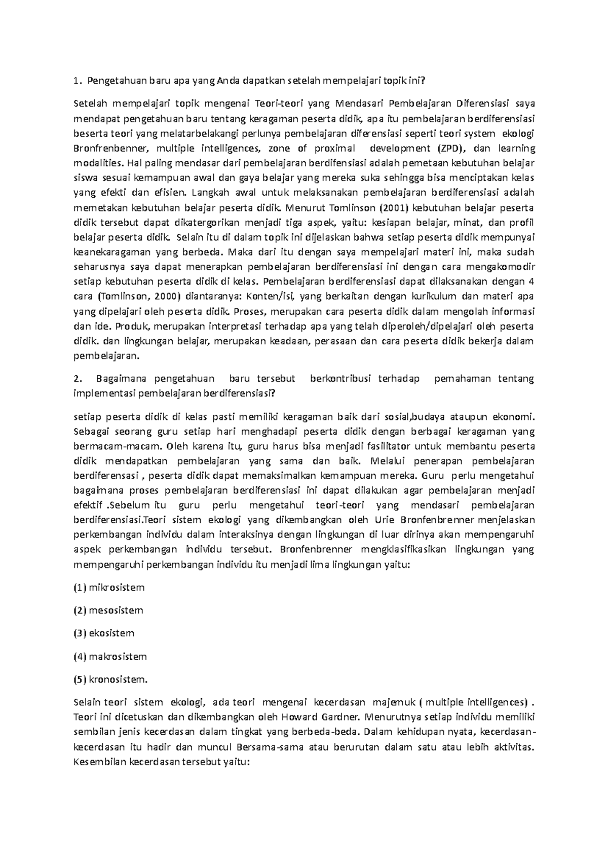 Koneksi antar materi pembelajaran berdeferensiasi - Pengetahuan baru apa yang Anda dapatkan ...