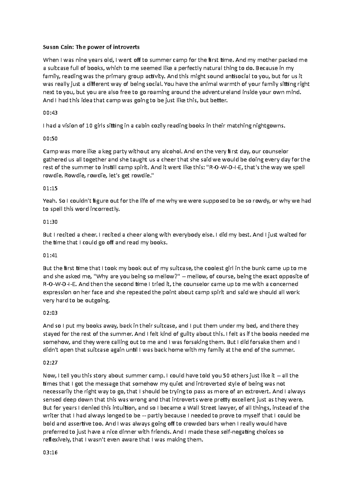 The power of introverts (Ted talk script) - english - Studocu