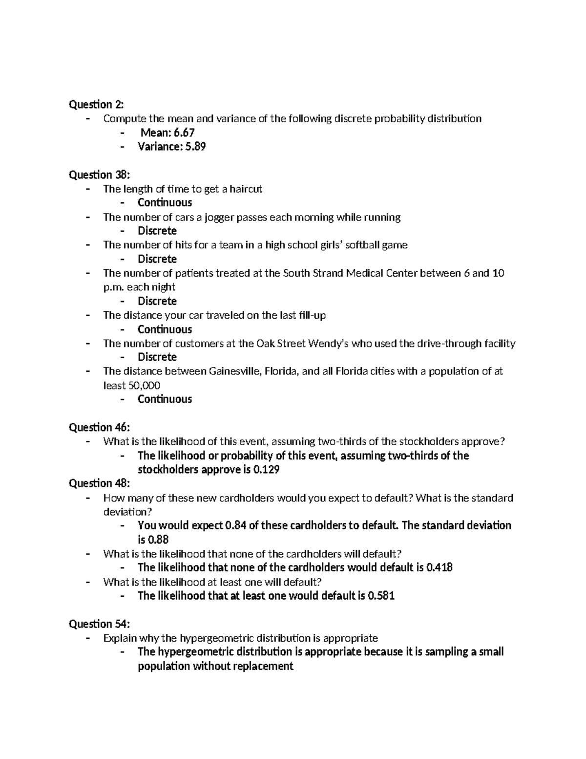 QMET 251 Chapter 6 Homework - Question 2: - Compute the mean and ...
