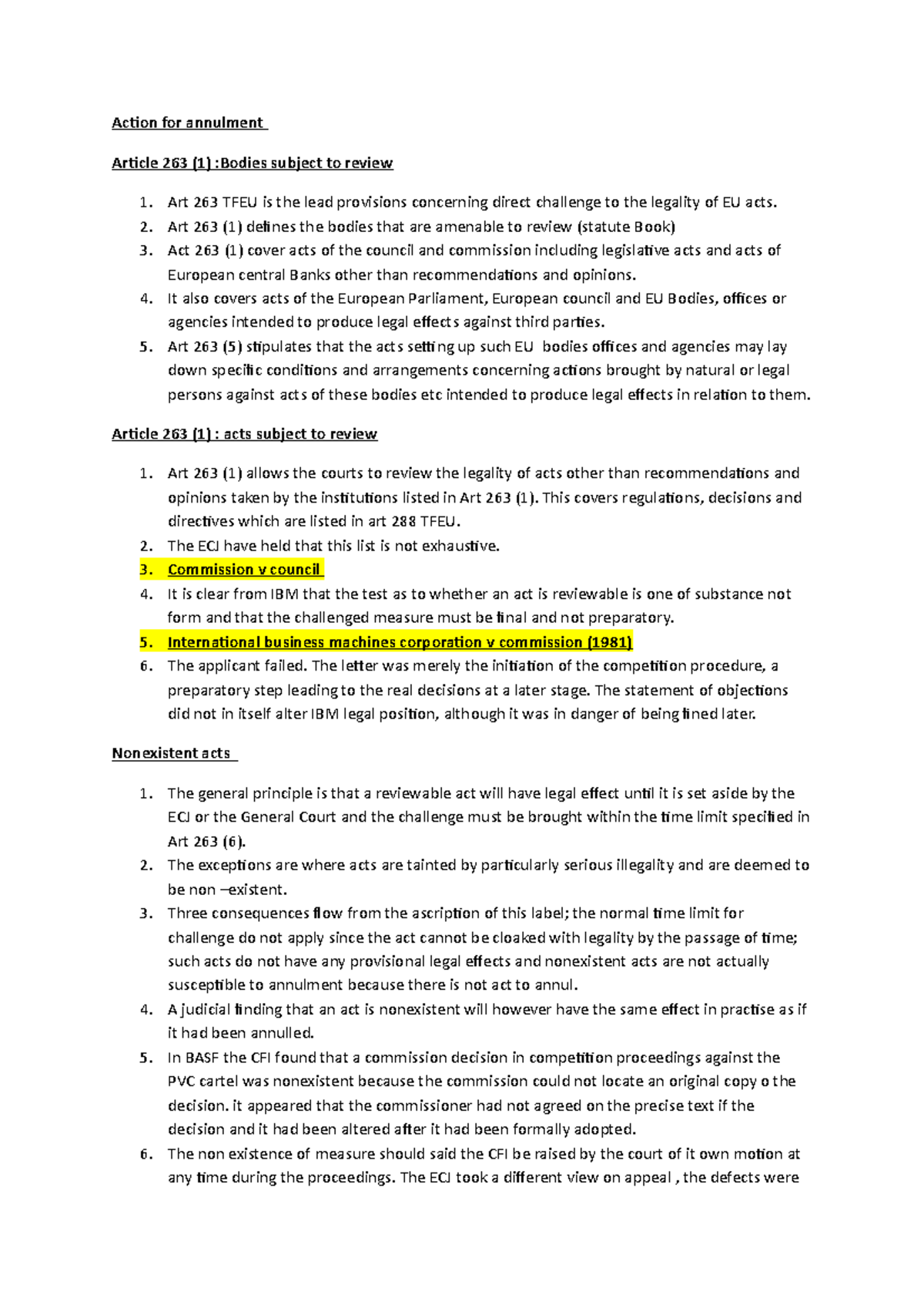 Action for annulment - Summary Eu Law: Text Cases and Materials ...