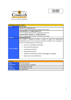Certification in basic french - Certificate in Basic French Syllabus (9 ...