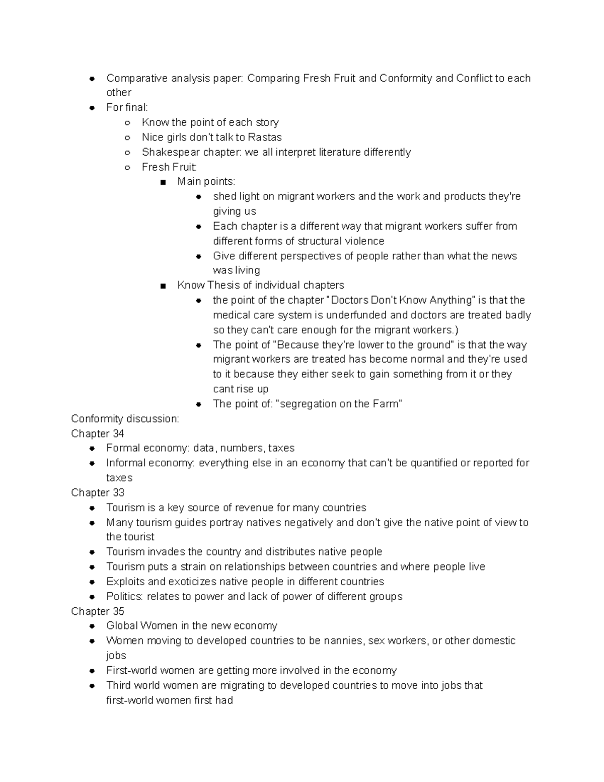 Week 14 Discussion Notes Anthro 100 - Comparative analysis paper ...