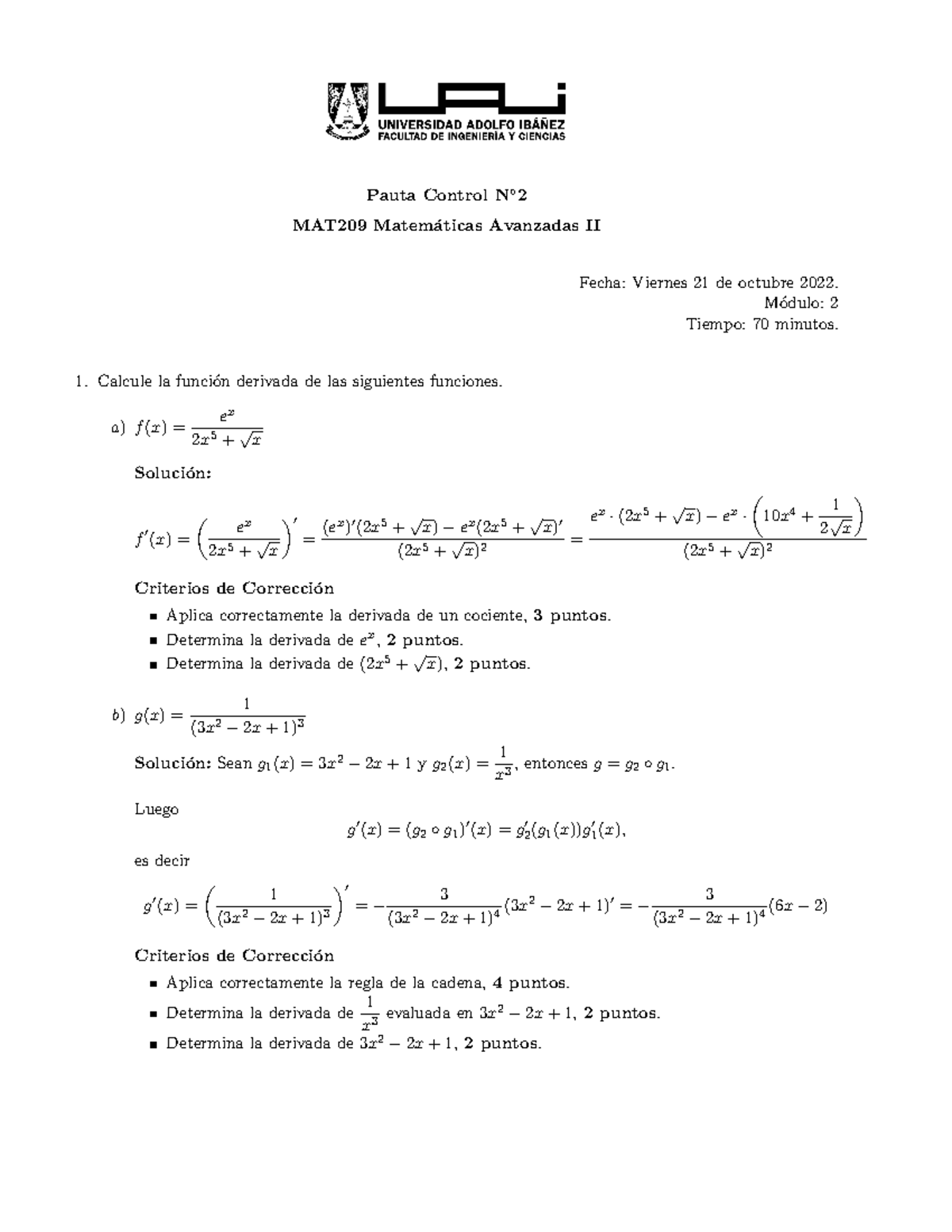 Pauta Control 2 V2 MAII 2022-2 - Pauta Control N 2 MAT209 Matem ́aticas Avanzadas II Fecha ...