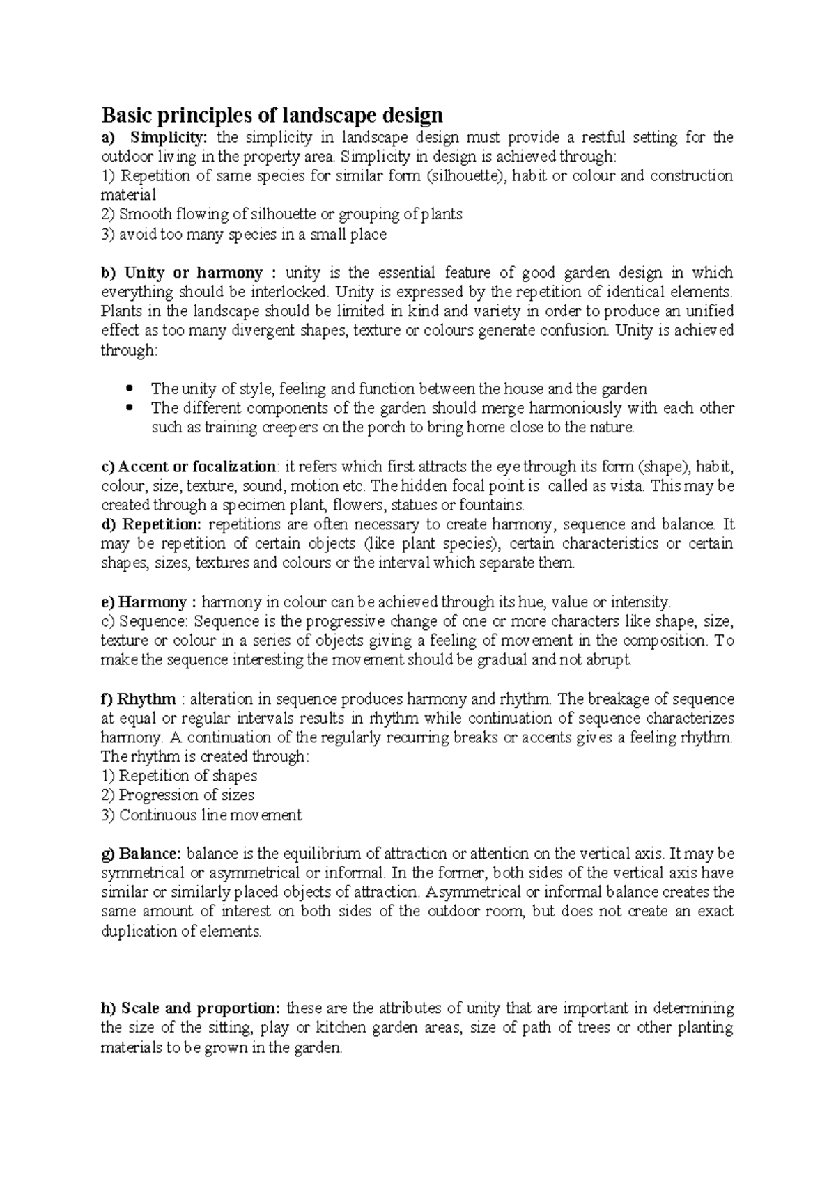 Landscaping - Basic principles of landscape design a) Simplicity: the ...