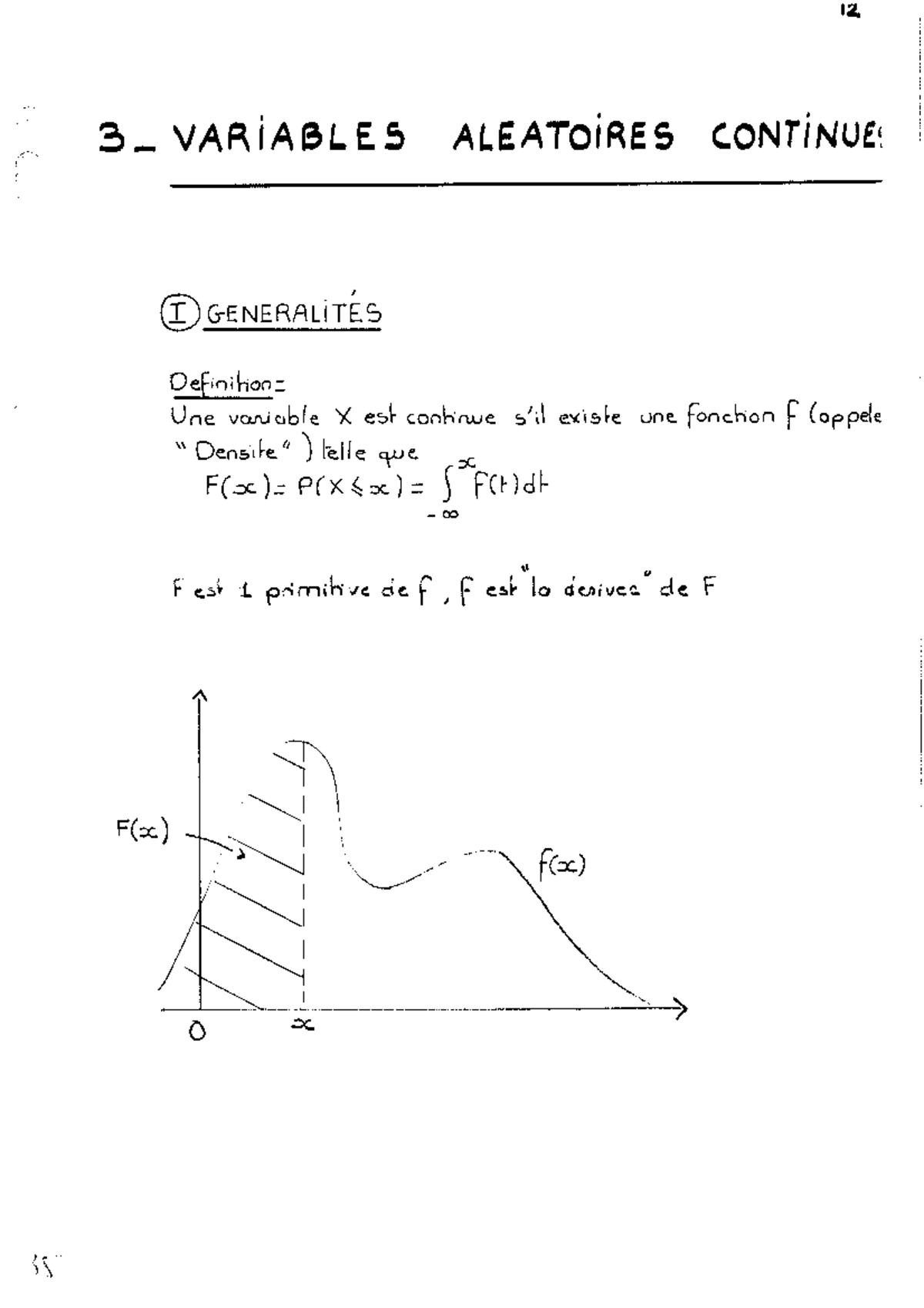 Chapitre 3 - L2 TSE - 12 3_ VARIABLES ALEATOIRES CONTINUE I GENERALITÉS ...