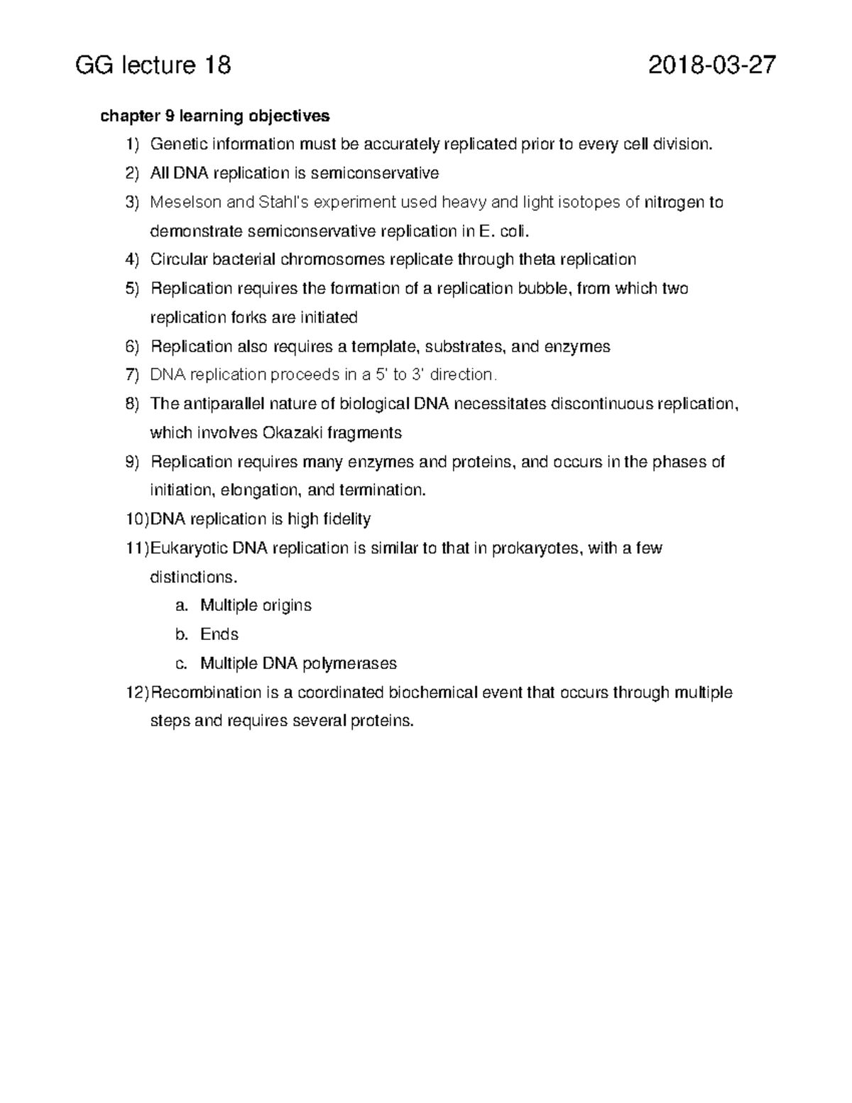 Genetics lecture 18 2018 0327 - GG lecture 18 2018-03-27 chapter 9 ...