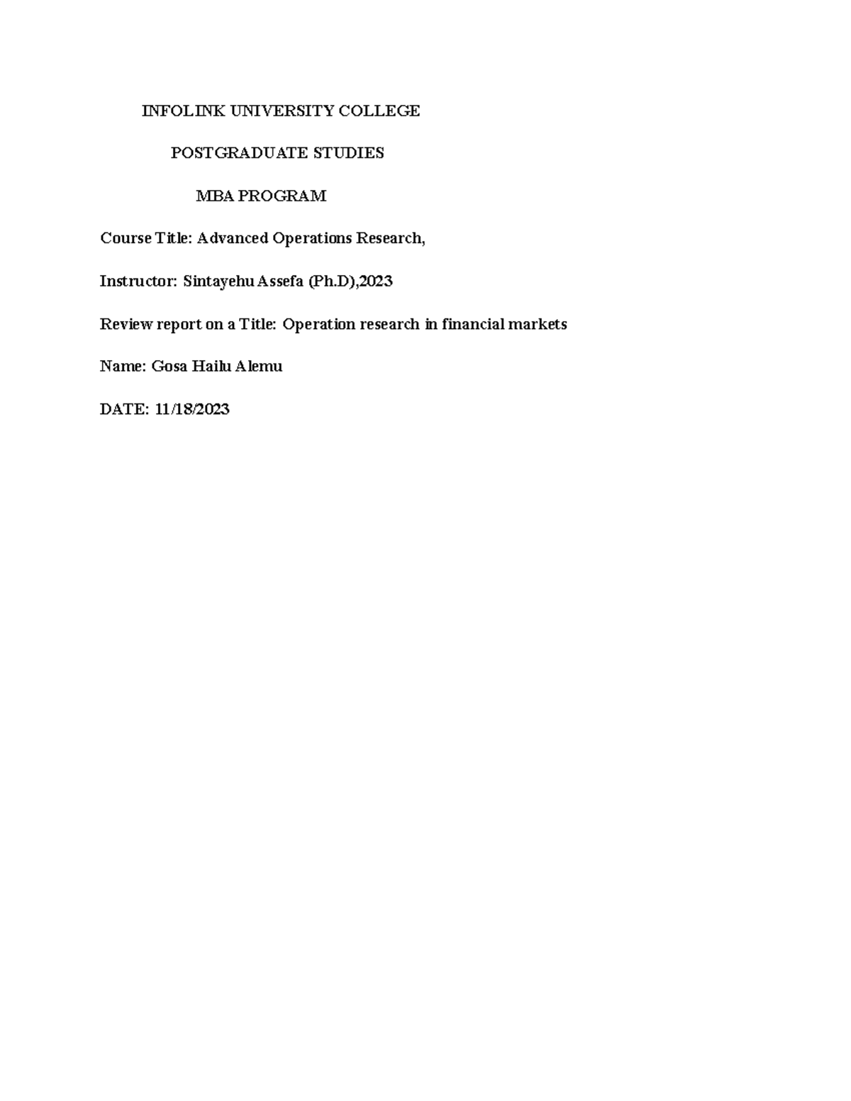 OR Article - INFOLINK UNIVERSITY COLLEGE POSTGRADUATE STUDIES MBA ...