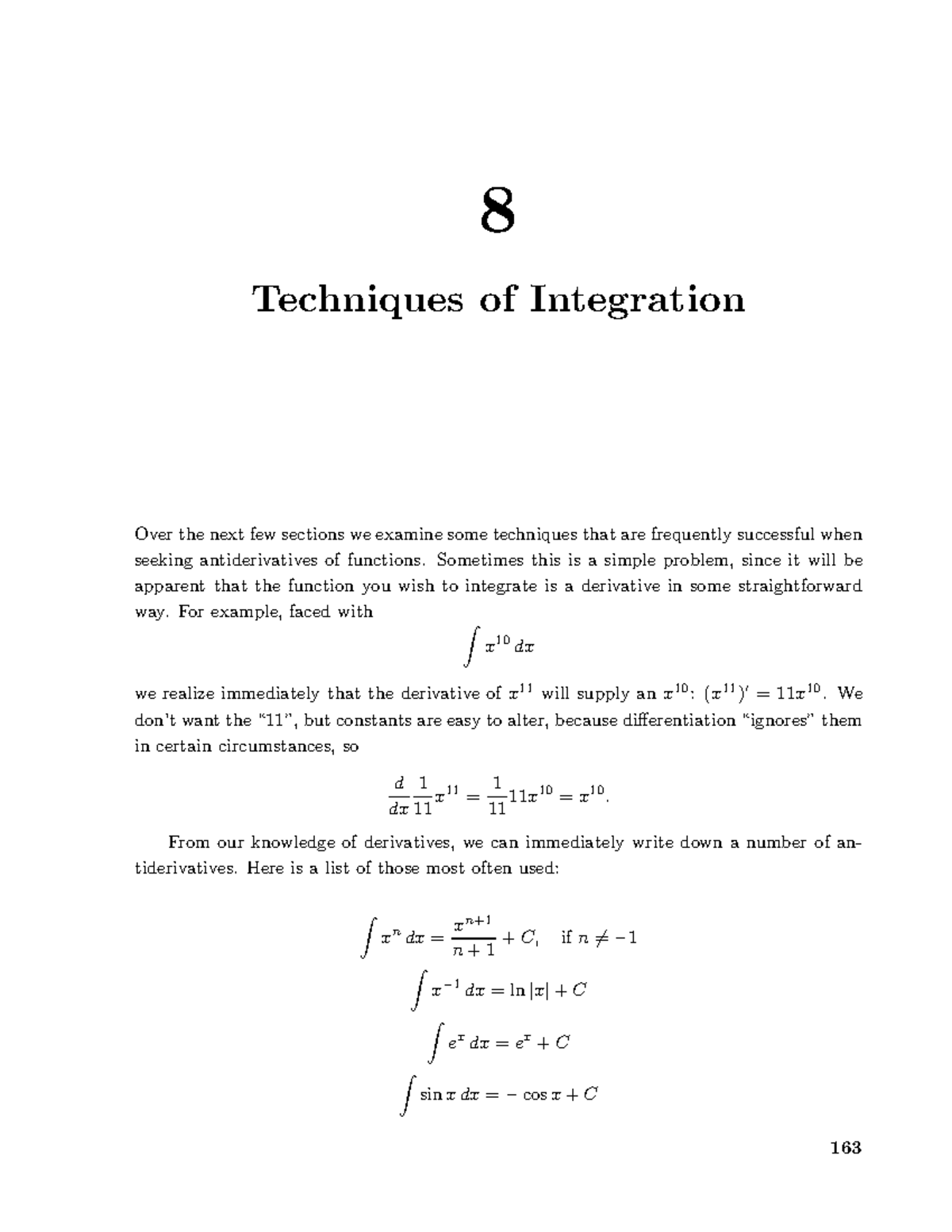 Techniques of Integration - 8 Techniques of Integration Over the next ...