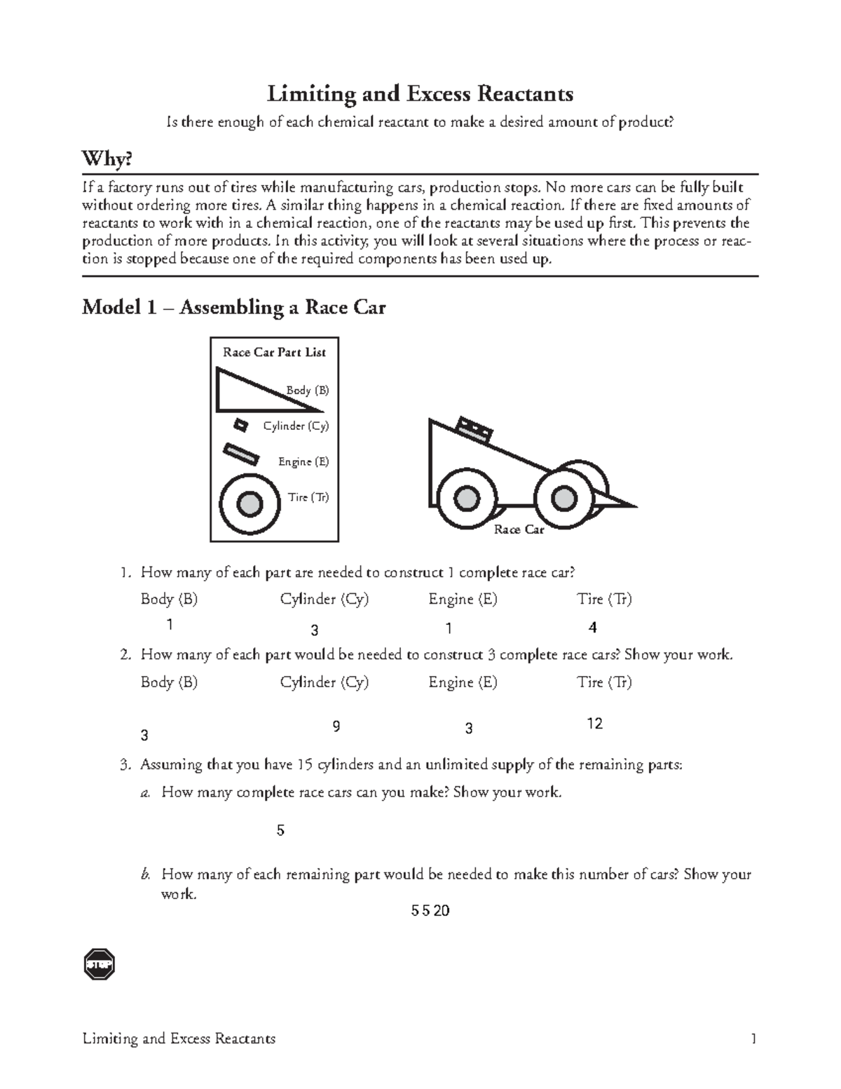 Kami Export - Limiting and Excess Reactants Pogil - Limiting and Excess ...