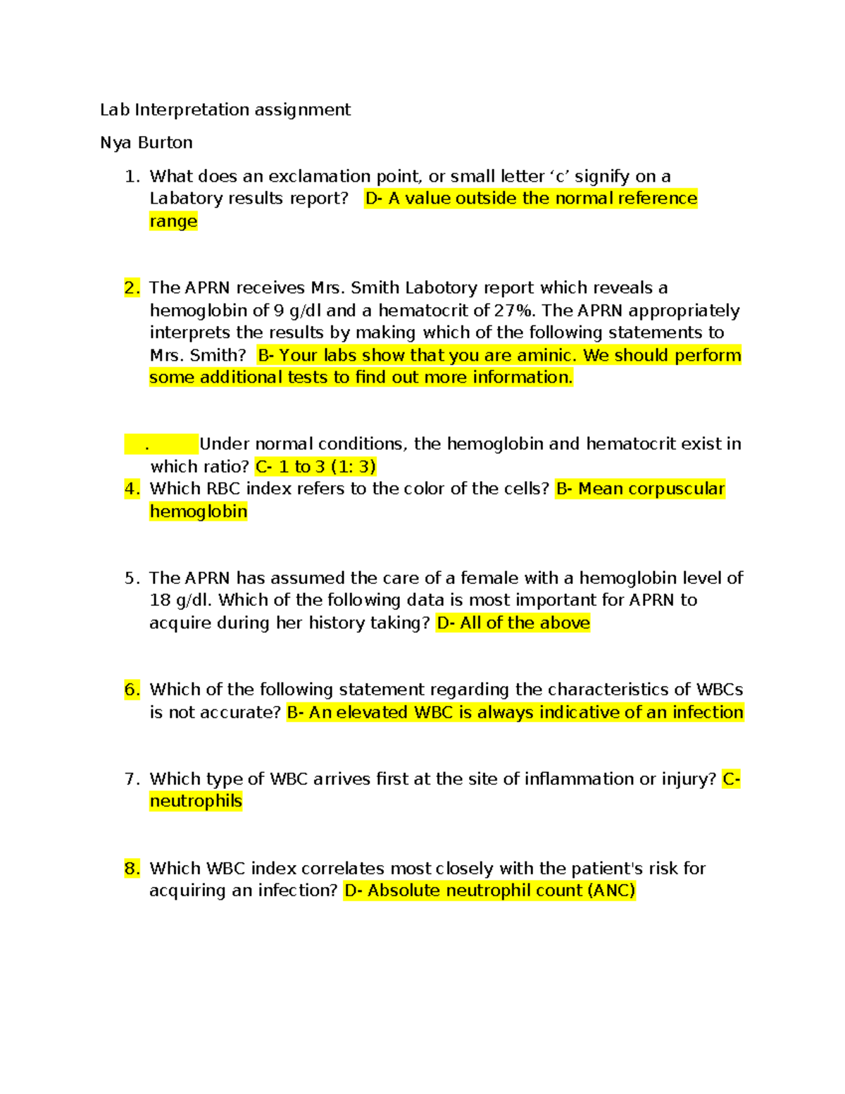 Lab Interpretation assignment - Copy - Lab Interpretation assignment Nya Burton 1. What does an ...