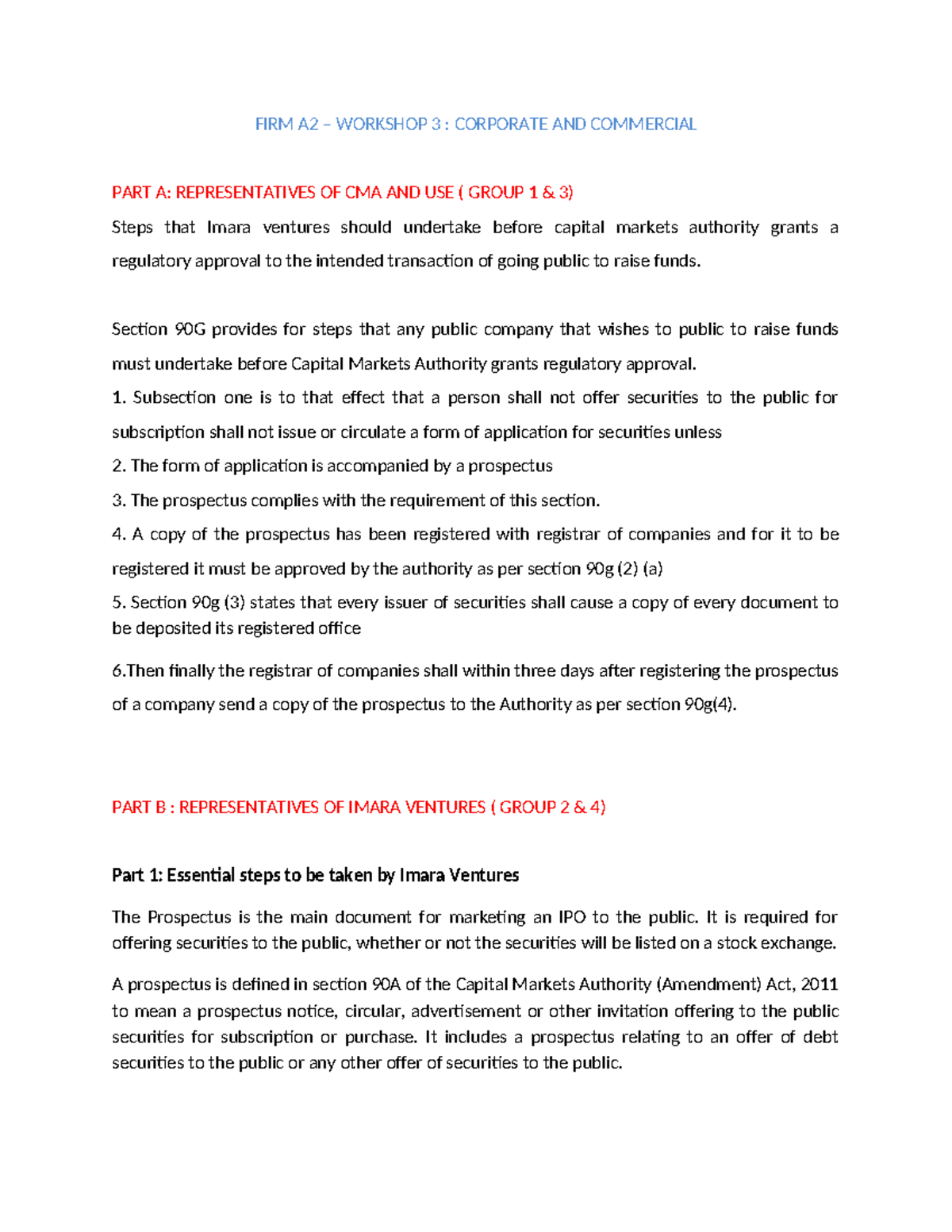 ldc- Workshop 3 WORK - FIRM A2 – WORKSHOP 3 : CORPORATE AND COMMERCIAL ...