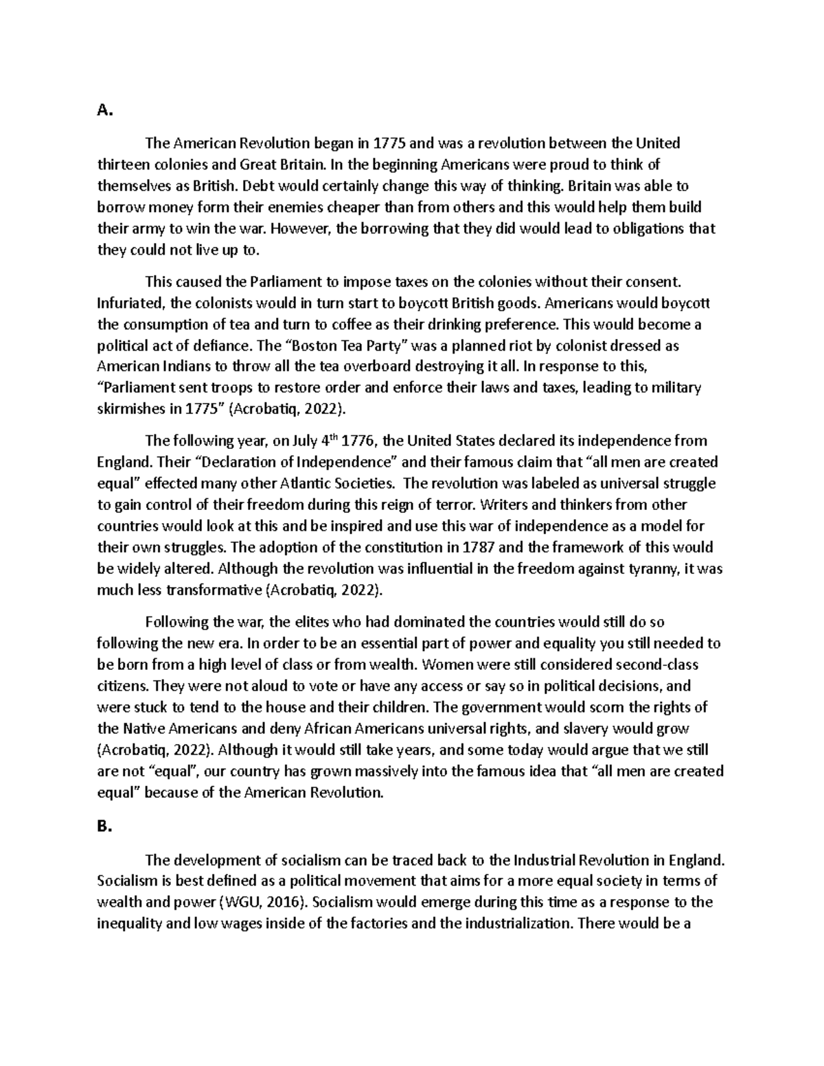 Task 4 - Revolutionary war - A. The American Revolution began in 1775 ...