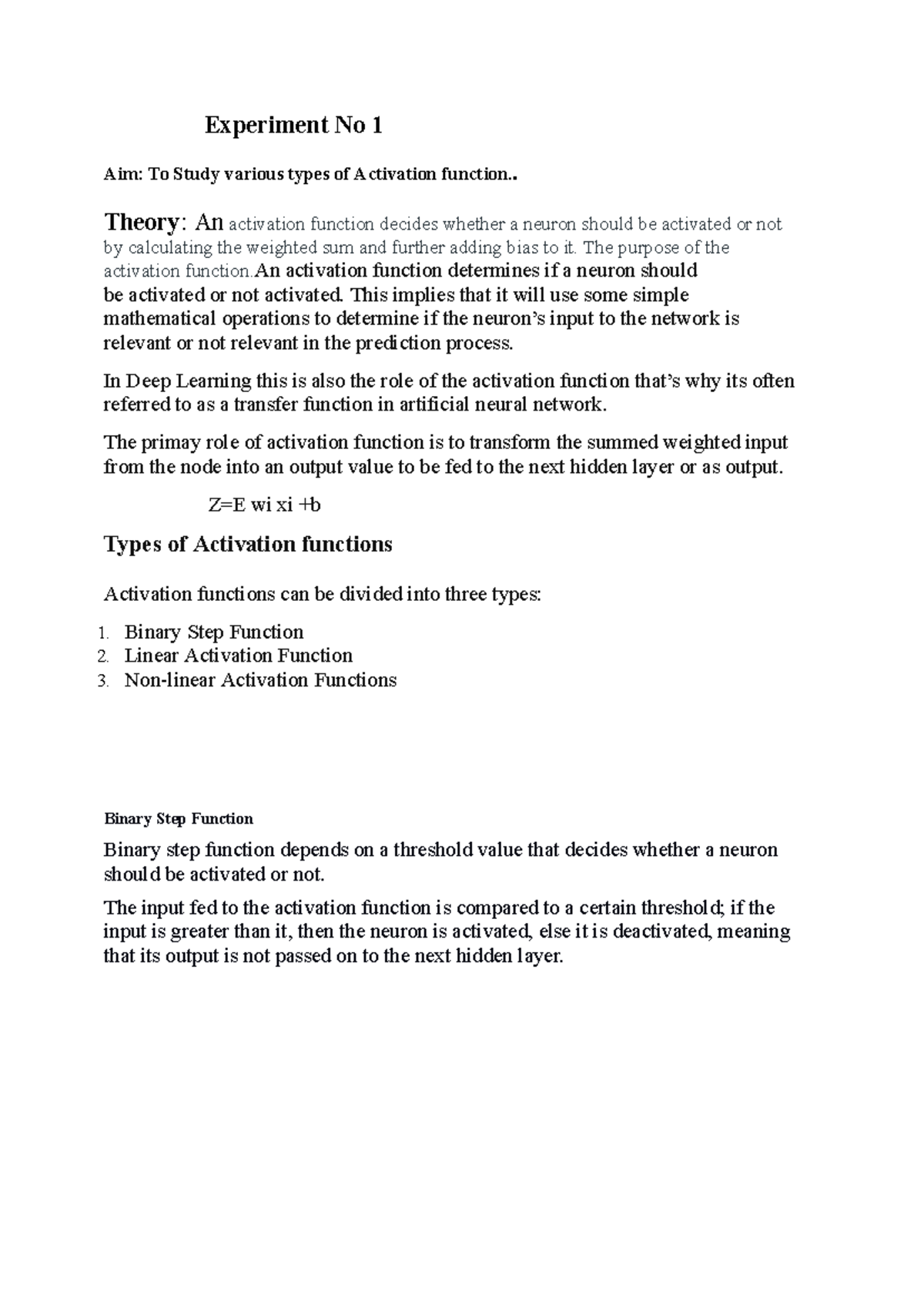 Deep Learning Practicals manual - Experiment No 1 Aim: To Study various ...