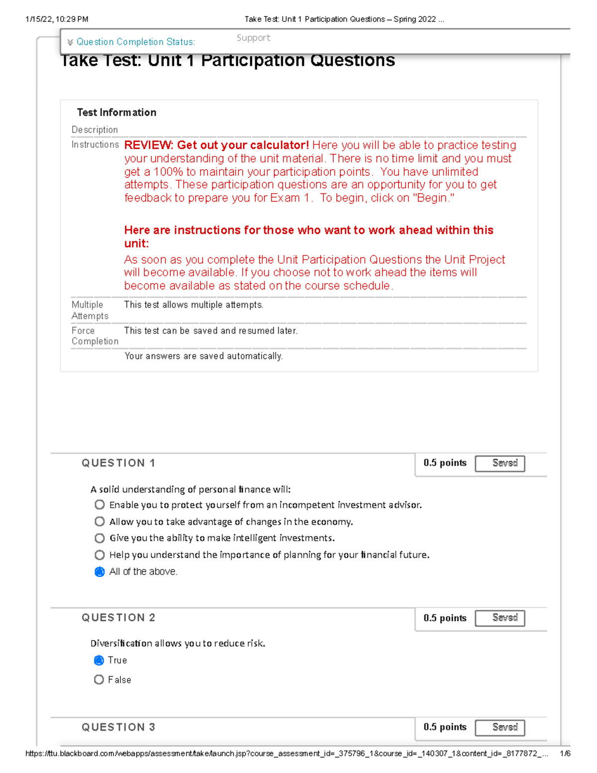 Take Test Unit 1 Participation Questions – Spring 2022 - Take Test ...