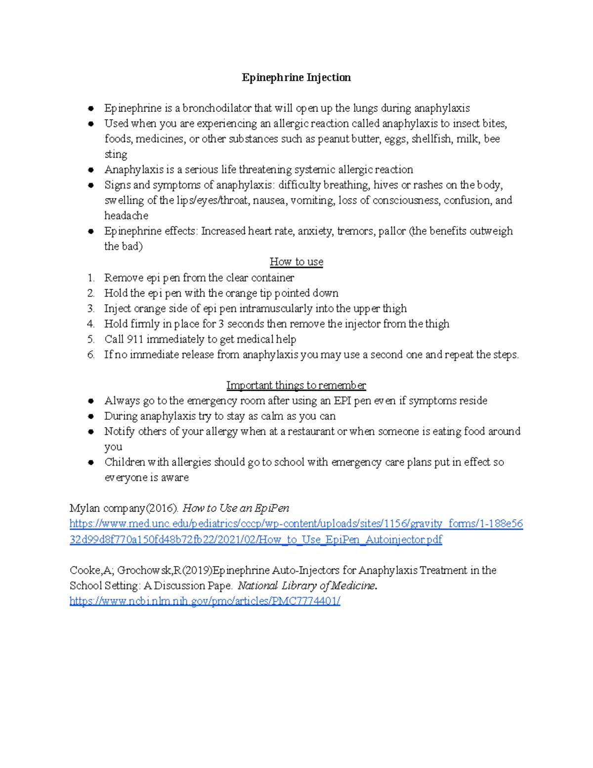 Epi pen handout - Hand out for patient who has allergic reactions how ...