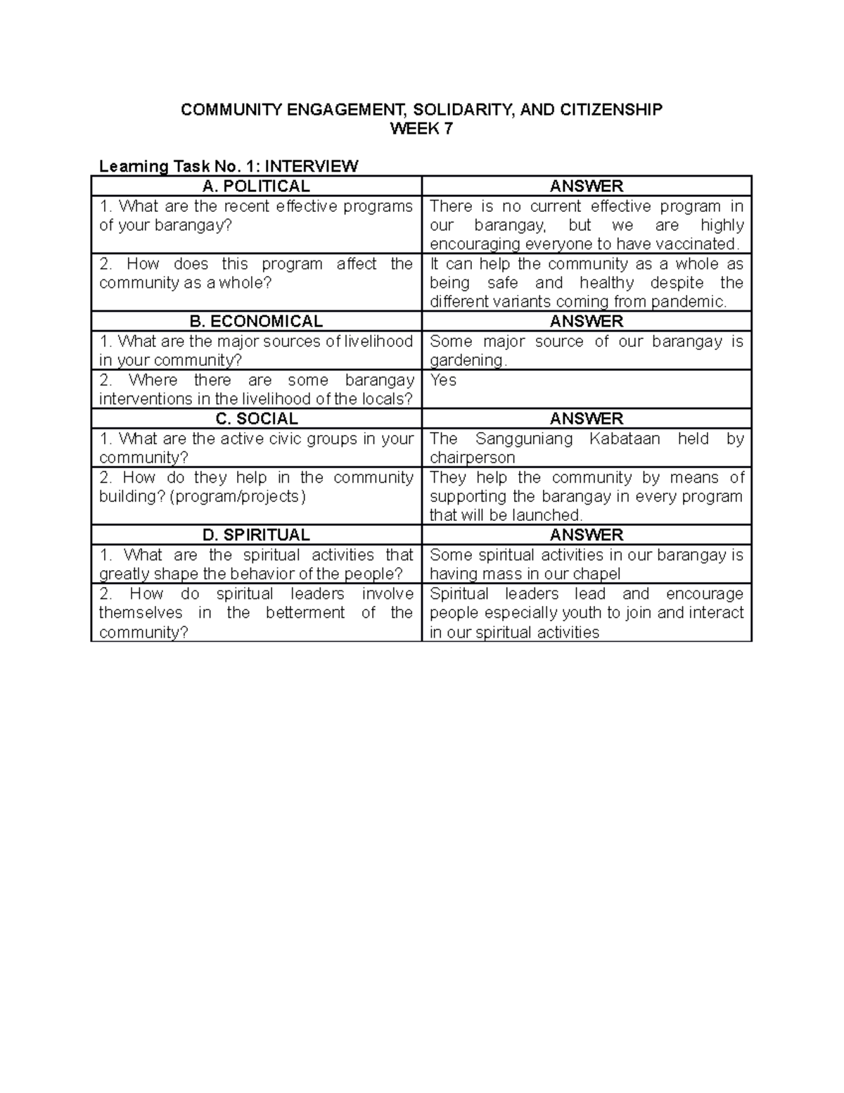 Community Engagement (WEEK 7) - COMMUNITY ENGAGEMENT, SOLIDARITY, AND ...