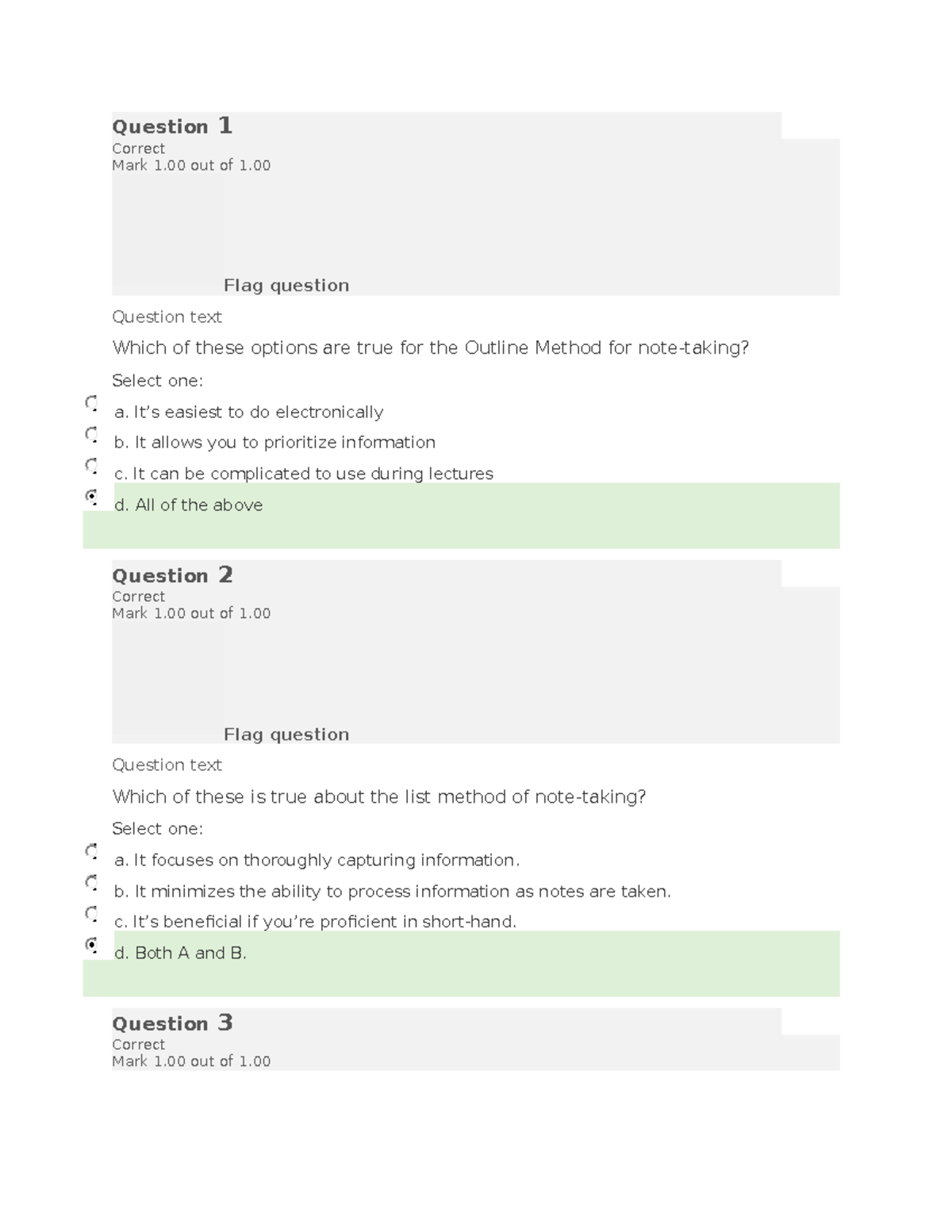 Quiz unit 6 - Quiz - Question 1 Correct Mark 1 out of 1. Flag question Question text Which of ...