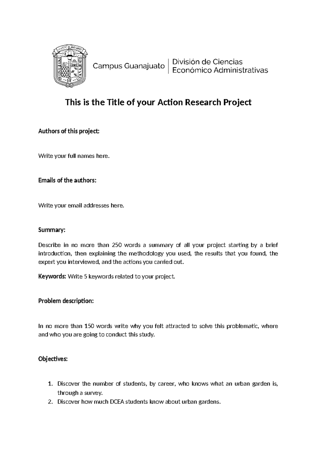 Master Template - Action Research Project-1 - This is the Title of your ...