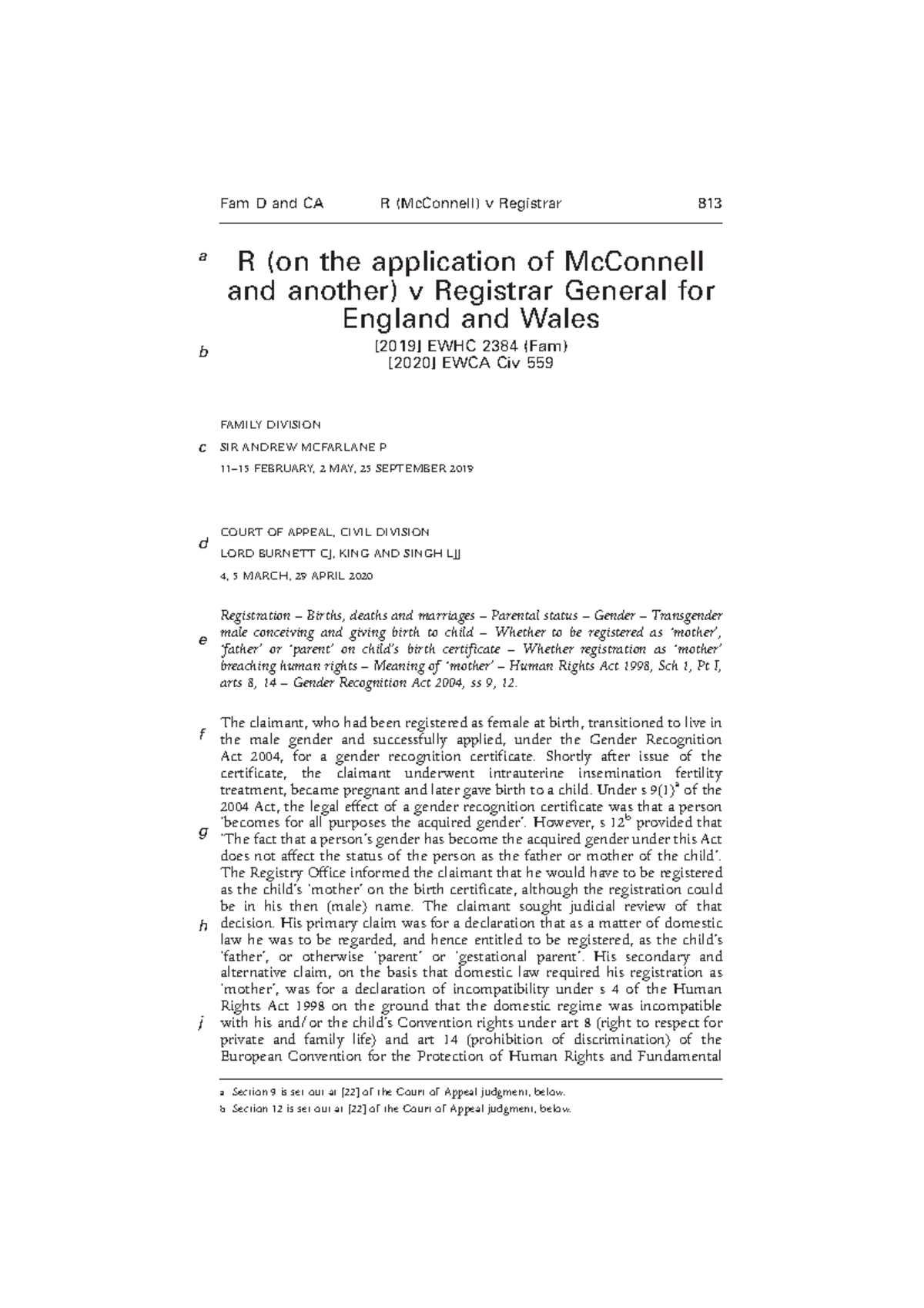 Mcconnell v yy [2000 ] - KEY CASE for becoming parents (including trans ...