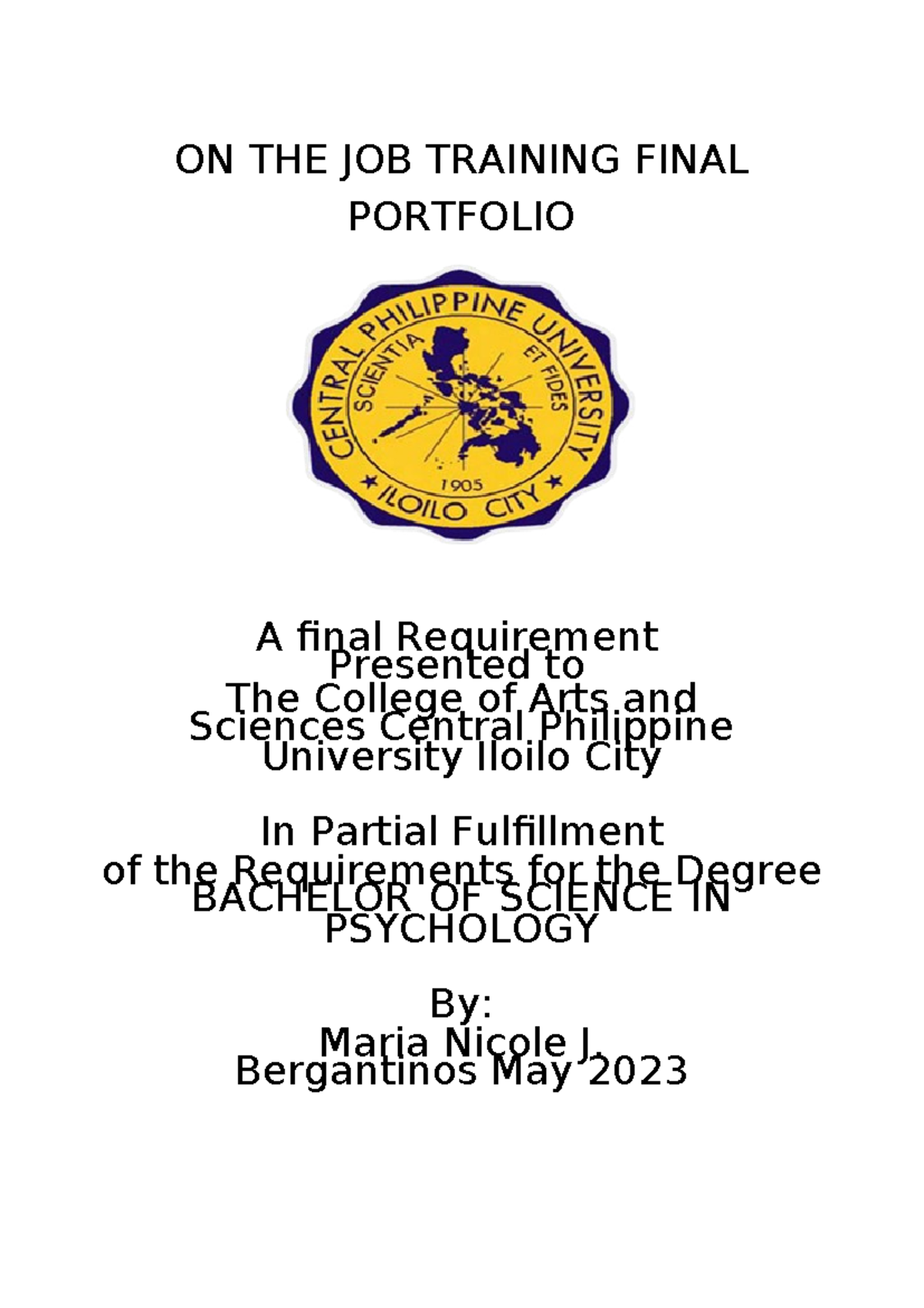 ON-THE-JOB- Training Portfolio Neuro-PRO - ON THE JOB TRAINING FINAL ...