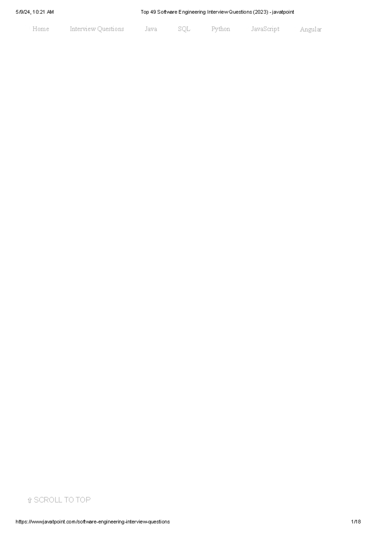 Top 49 Software Engineering Interview Questions 2023 javatpoint - Home ...