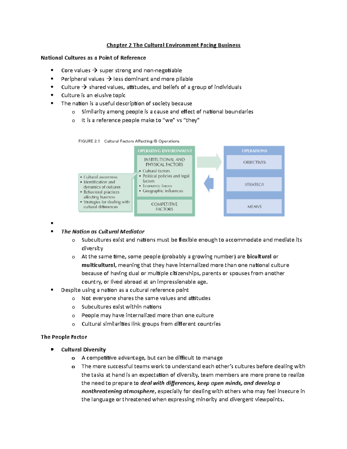 Chapter 2 The Cultural Environment Facing Business - Despite using a ...