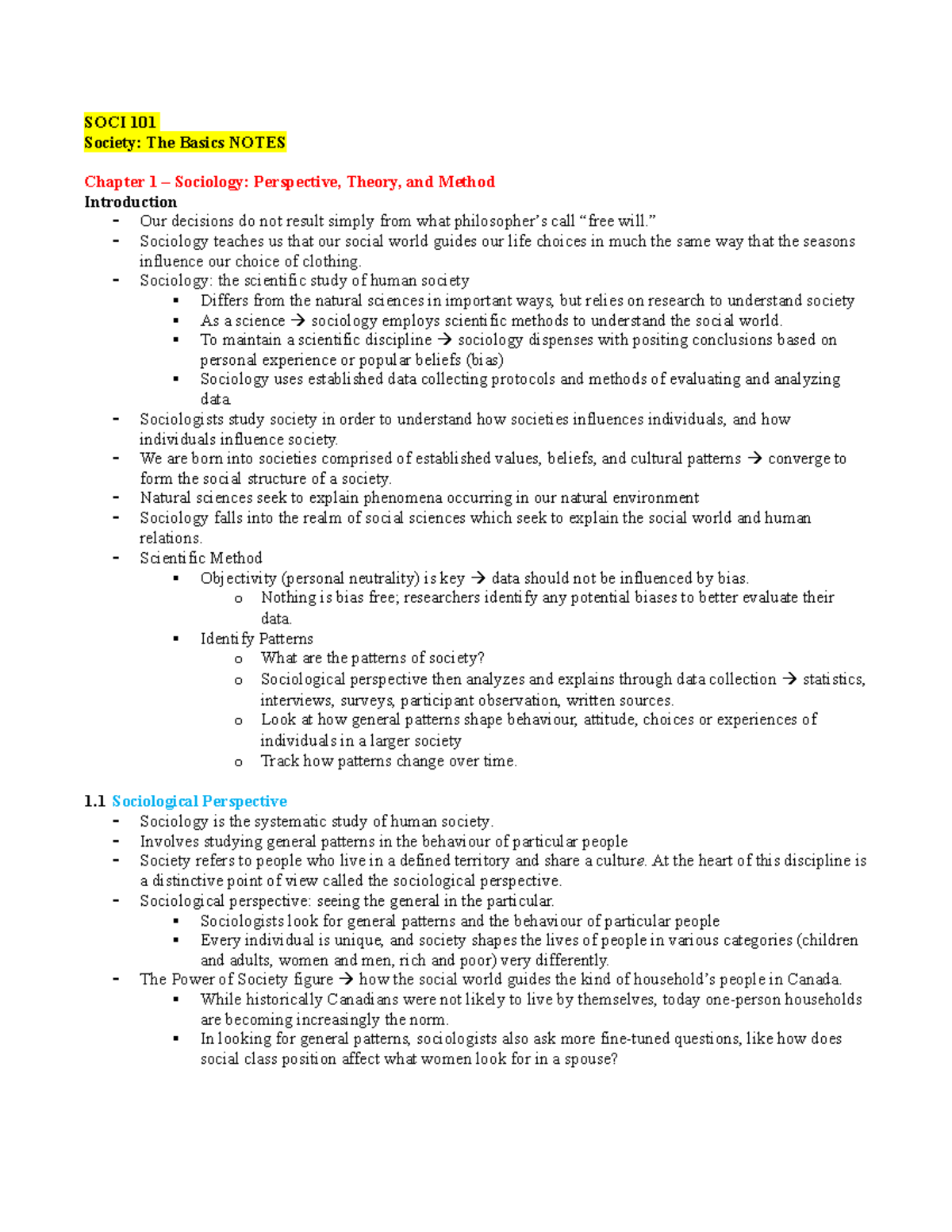 Society - The Basics Textbook Notes - SOCI 101 Society: The Basics ...