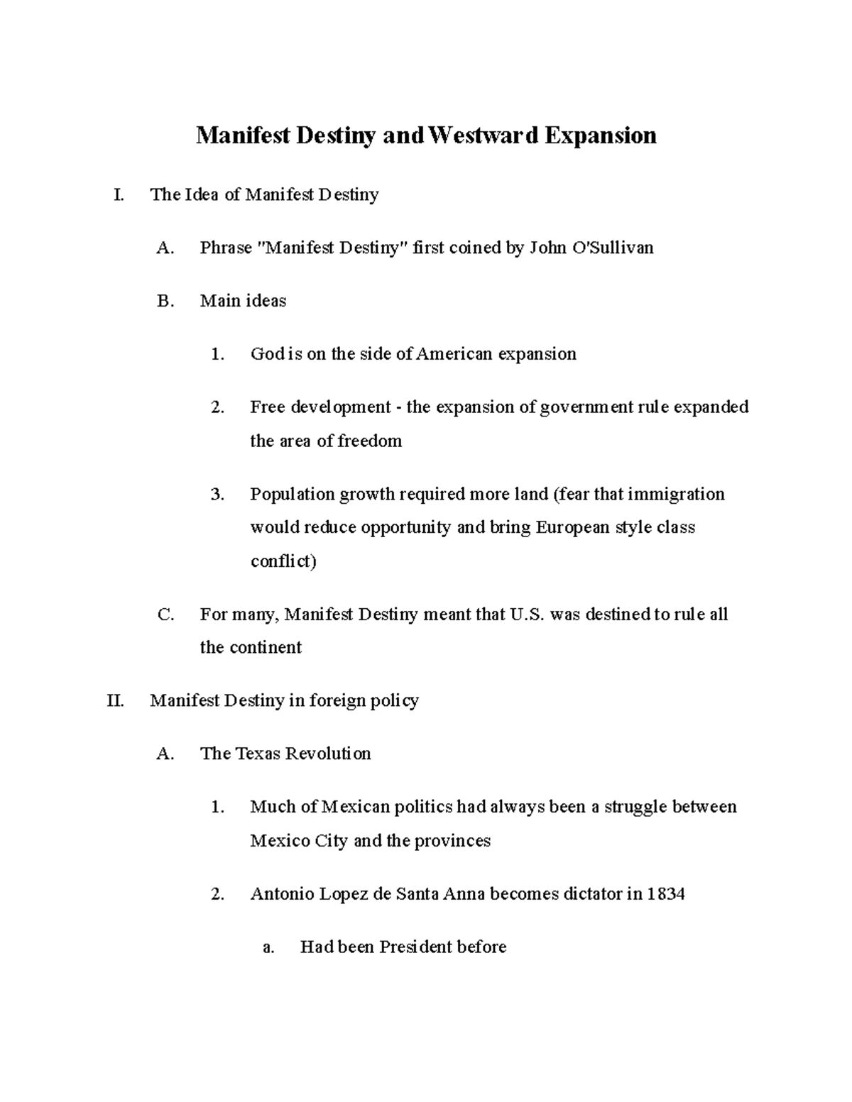 Manifest Destiny and Territorial Expansion - Manifest Destiny and ...