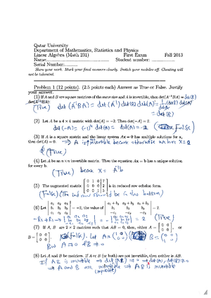 Final Exam to print - linear algebra math [2321] revision , lecture ...