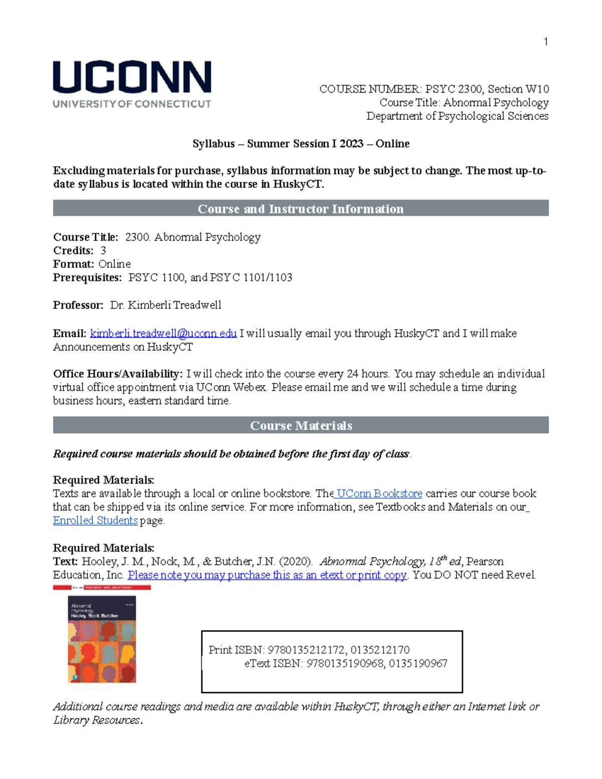 Psyc 2300 Abnormal Syllabus Ss I 2023 Course Number Psyc 2300 Section W Course Title