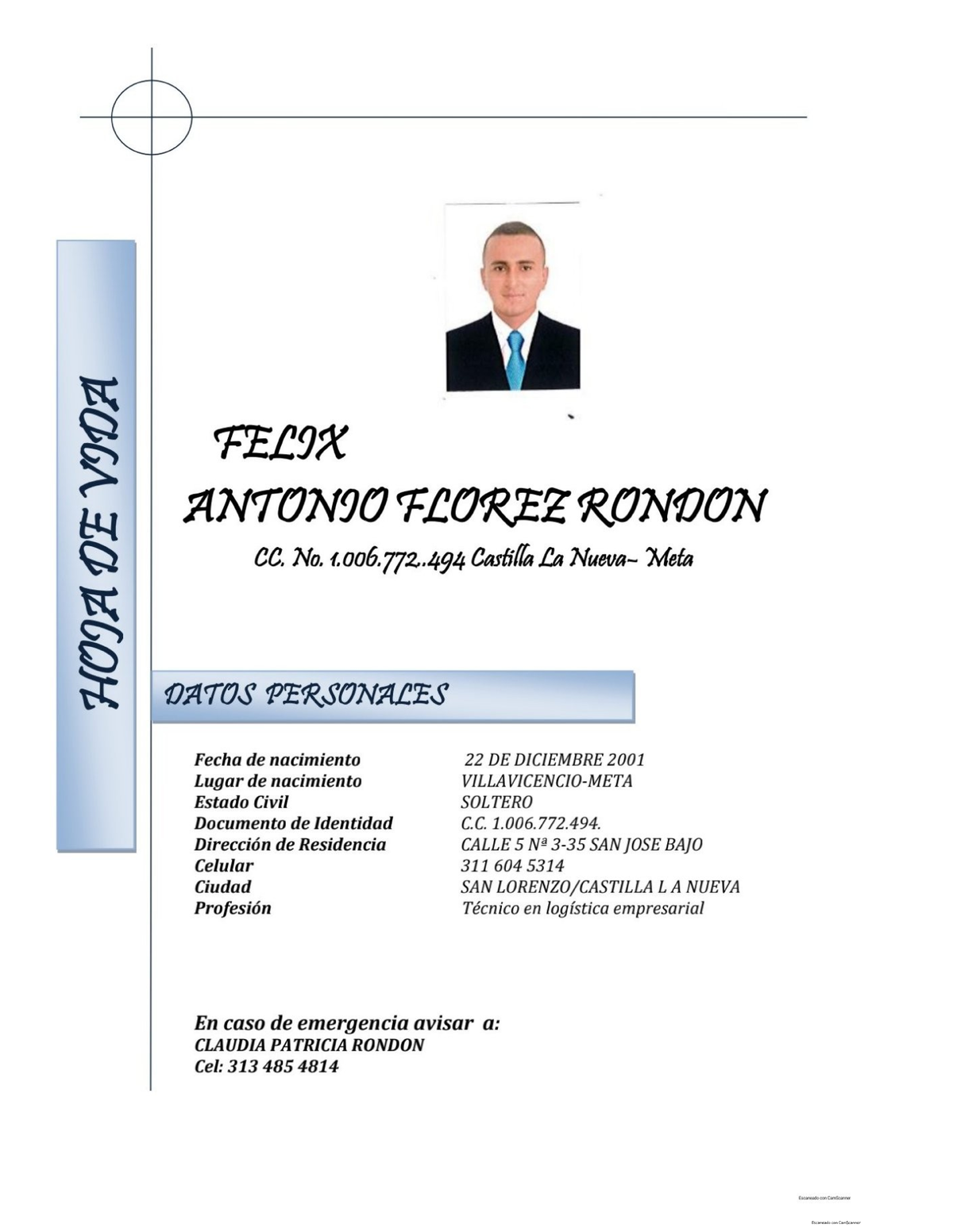 HOJA DE VIDA Felix Antonio Florez Rondon(1)-1 - recursos humanos - Studocu