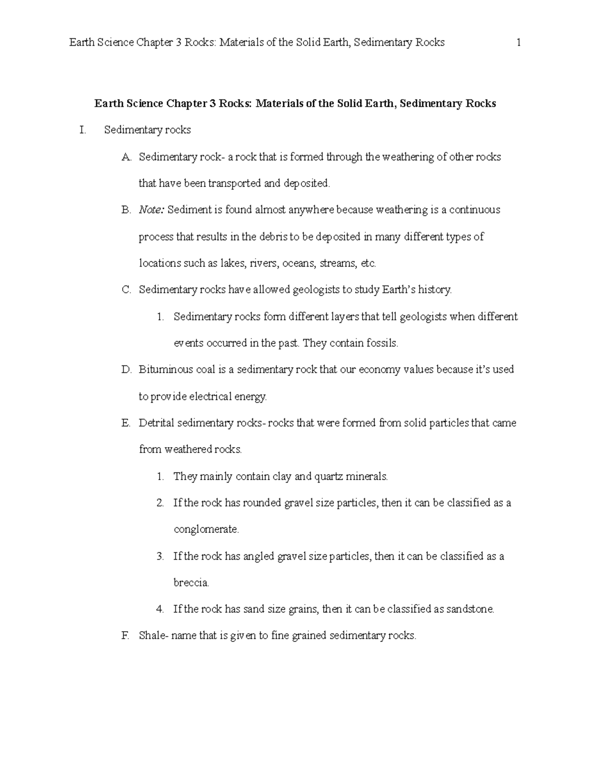 NSM 1400 CH-3 Rocks Materials of the Solid Earth, Sedimentary rocks ...