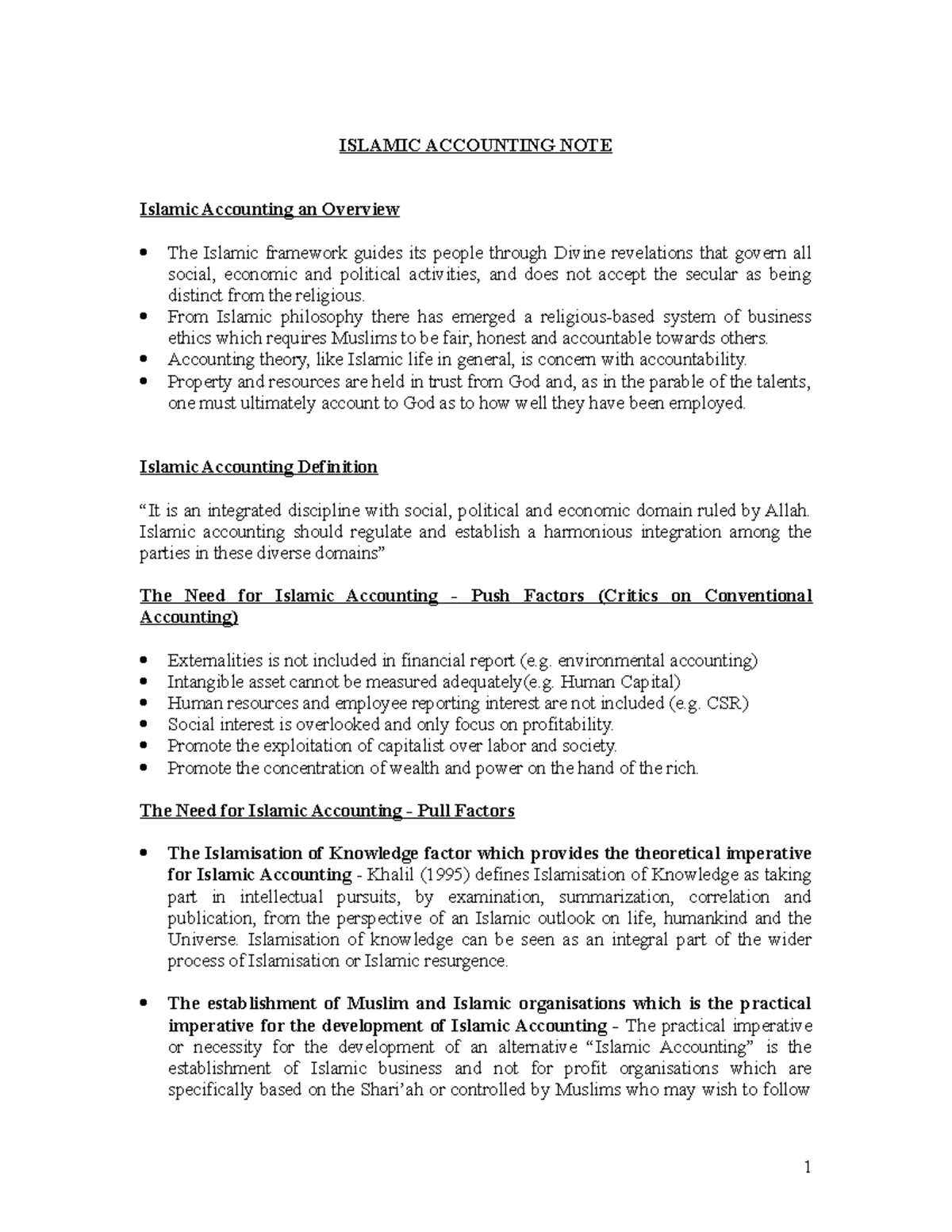 Chapter 3 Islamic Accounting Note - ISLAMIC ACCOUNTING NOTE Islamic ...