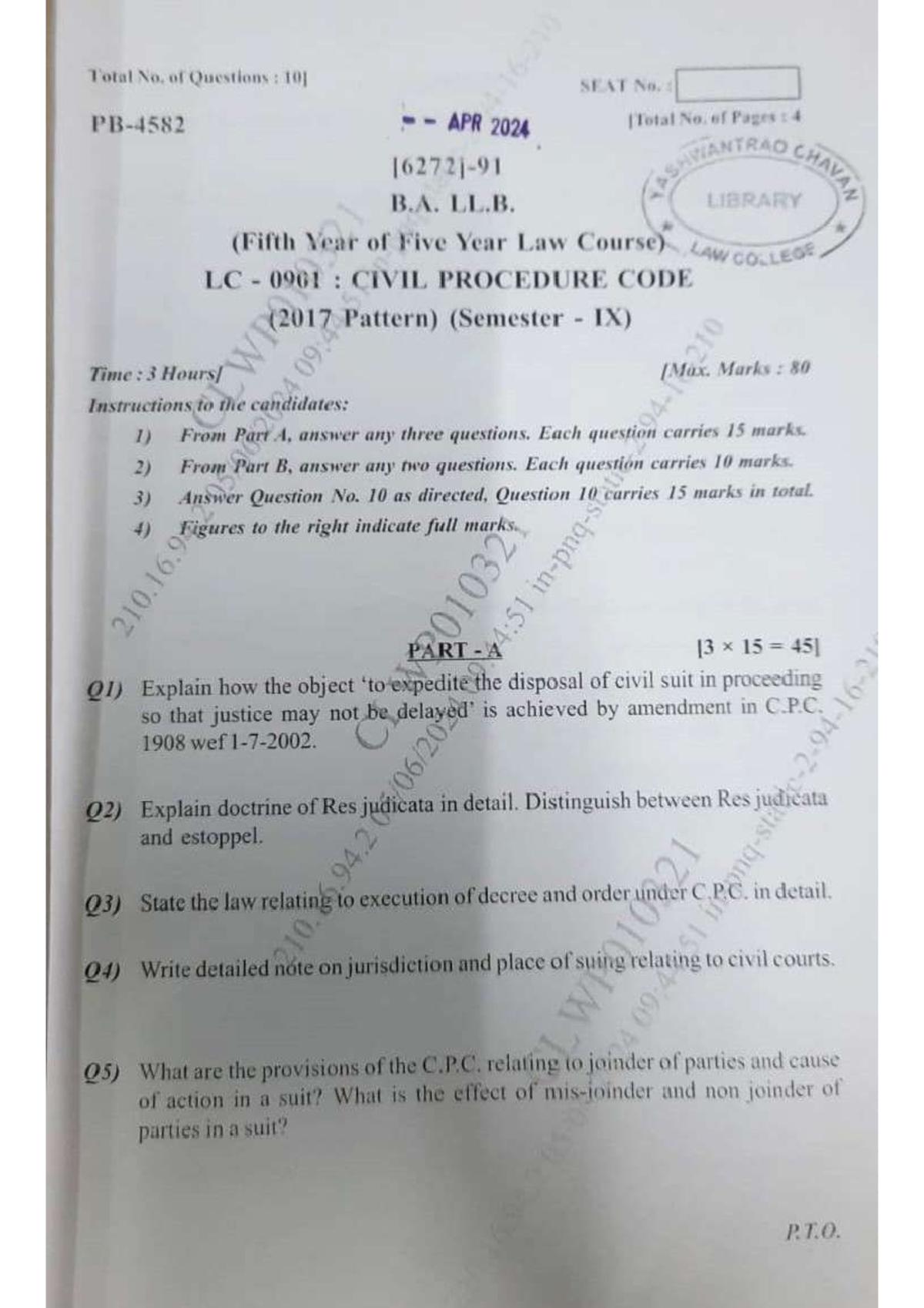 B901-qp - Question Papers - Total No. of Questions : 10l P1" Time: 3 ...