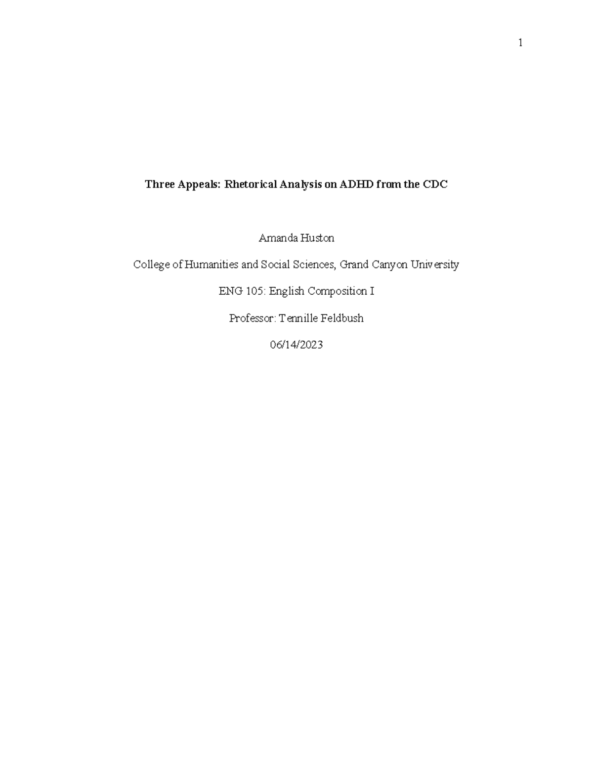 Rhetorical essay - general - Three Appeals: Rhetorical Analysis on ADHD ...