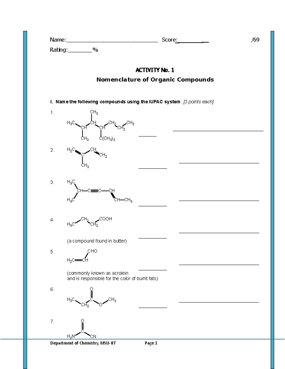1- Nomenclature of Organic Compounds (1-3) - Name ...